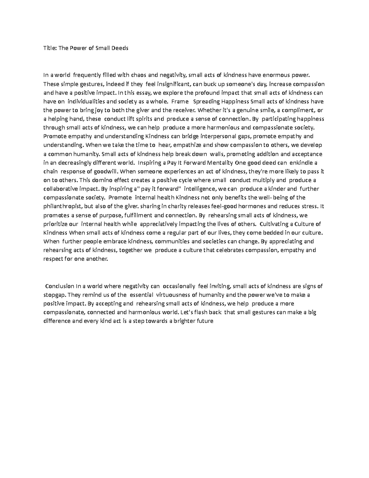 The Power of Small Deeds - These simple gestures, indeed if they feel ...