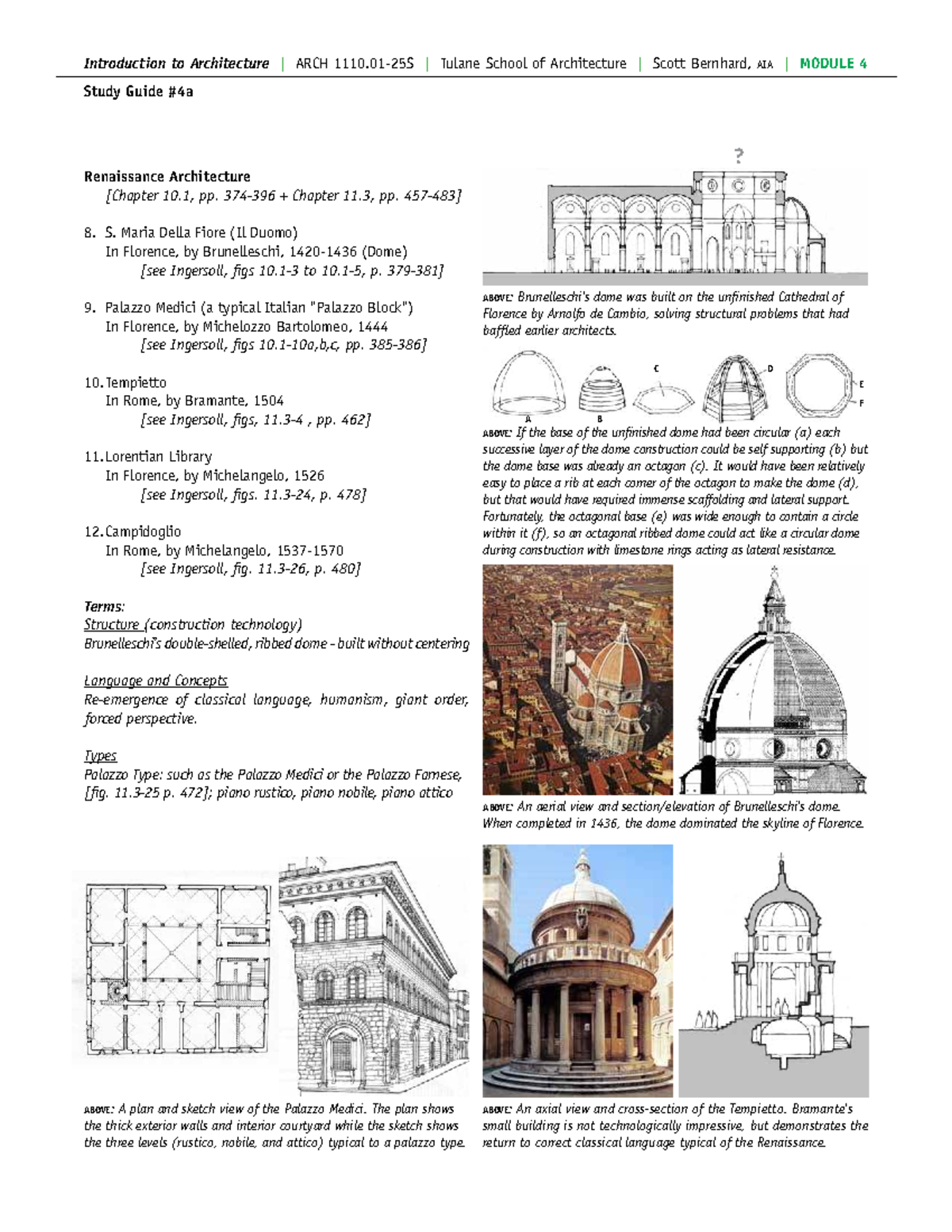 Renaissance Architecture Study Guide for ARCH 1110.01-25S - Studocu