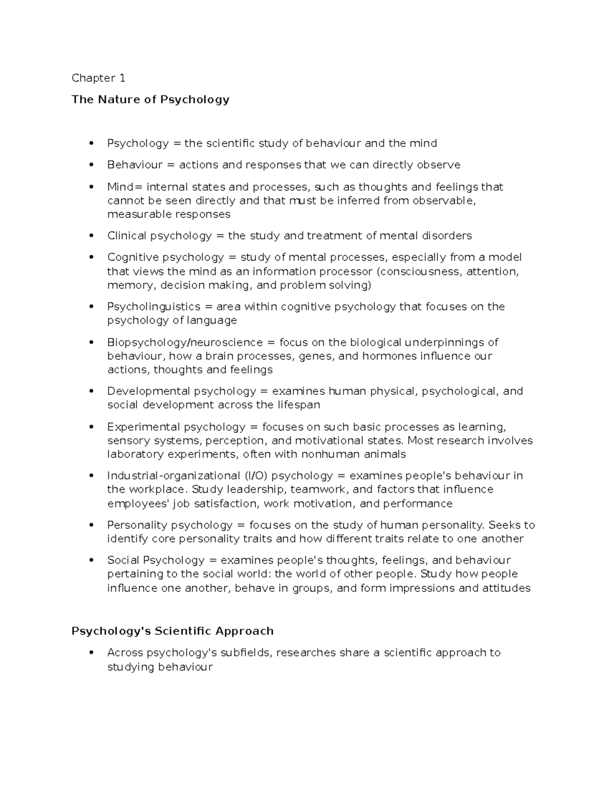 Chapter 1 Psychology: Frontiers and Applications - Chapter 1 The Nature ...