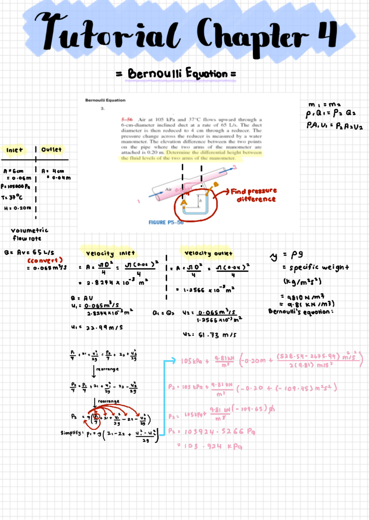 Tutorial bernoulli - Tutorial Chapler 4 Bernoulli Equation Bernoulli Equation m 1 m m 3. Air at ...