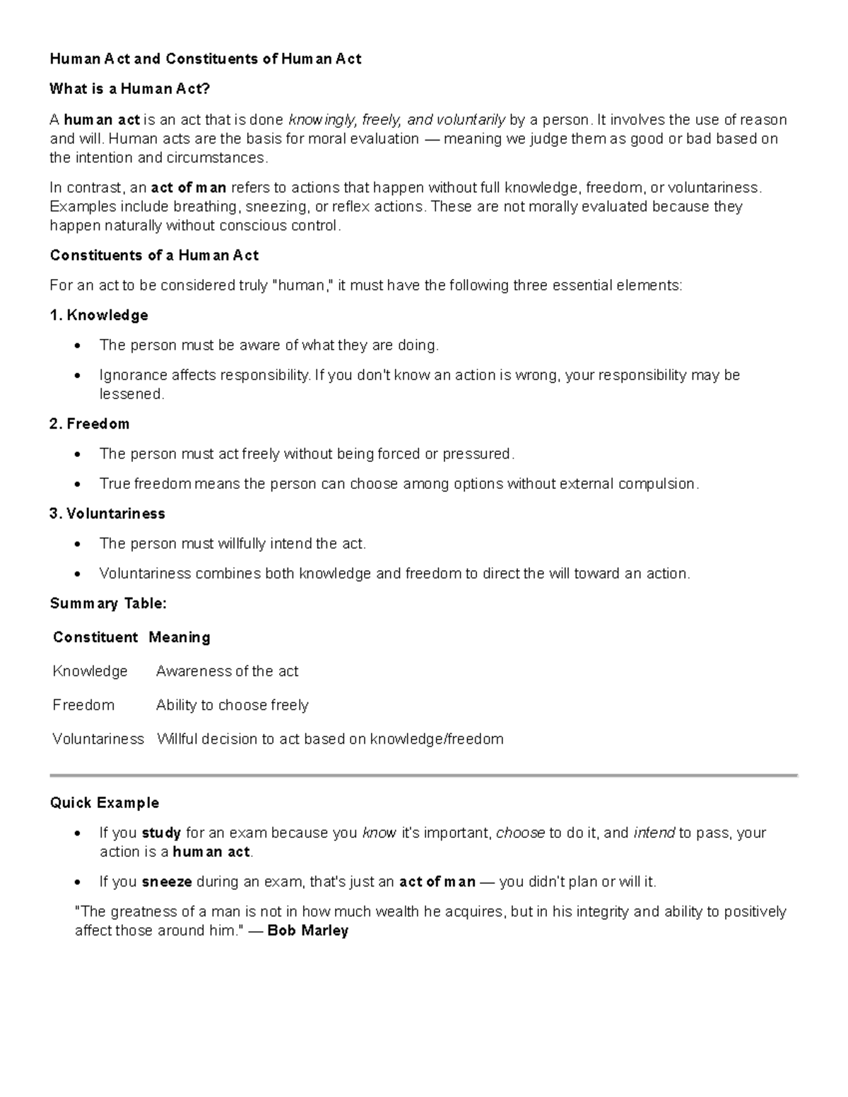 Human Act and Its Essential Constituents: A Study Guide - Studocu