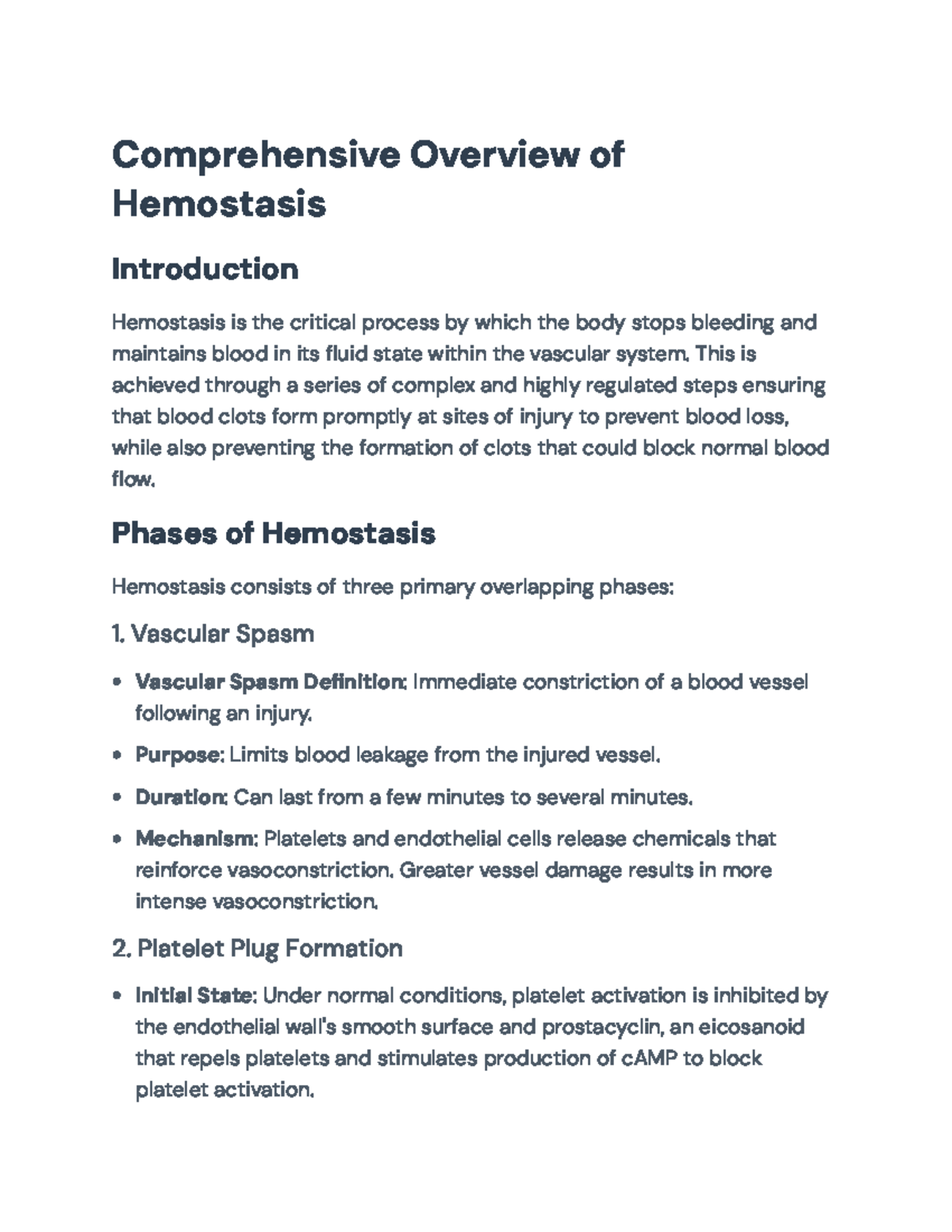 Comprehensive Overview of Hemostasis: Processes and Disorders ...