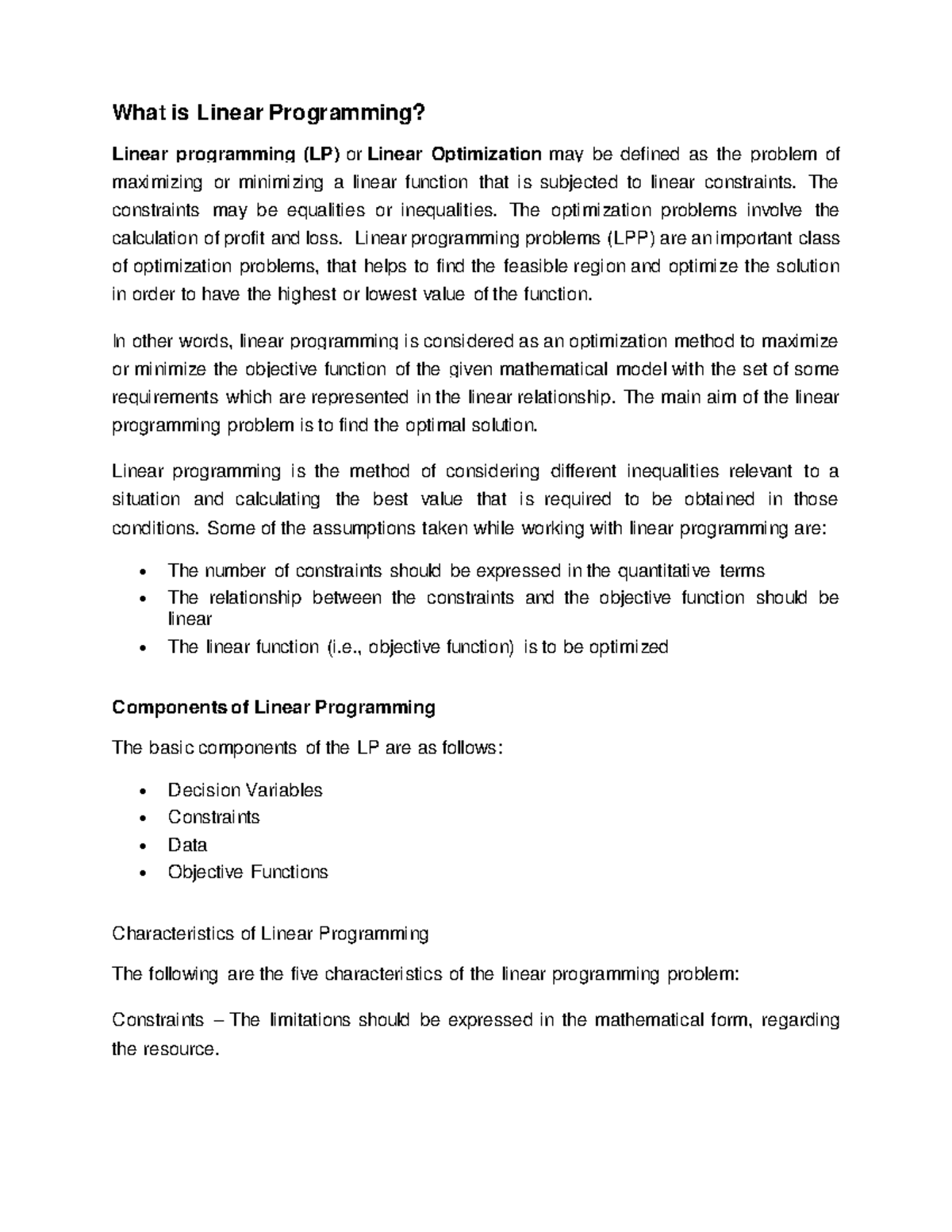 Linear Programming: Concepts and Simplex Method Overview - Studocu