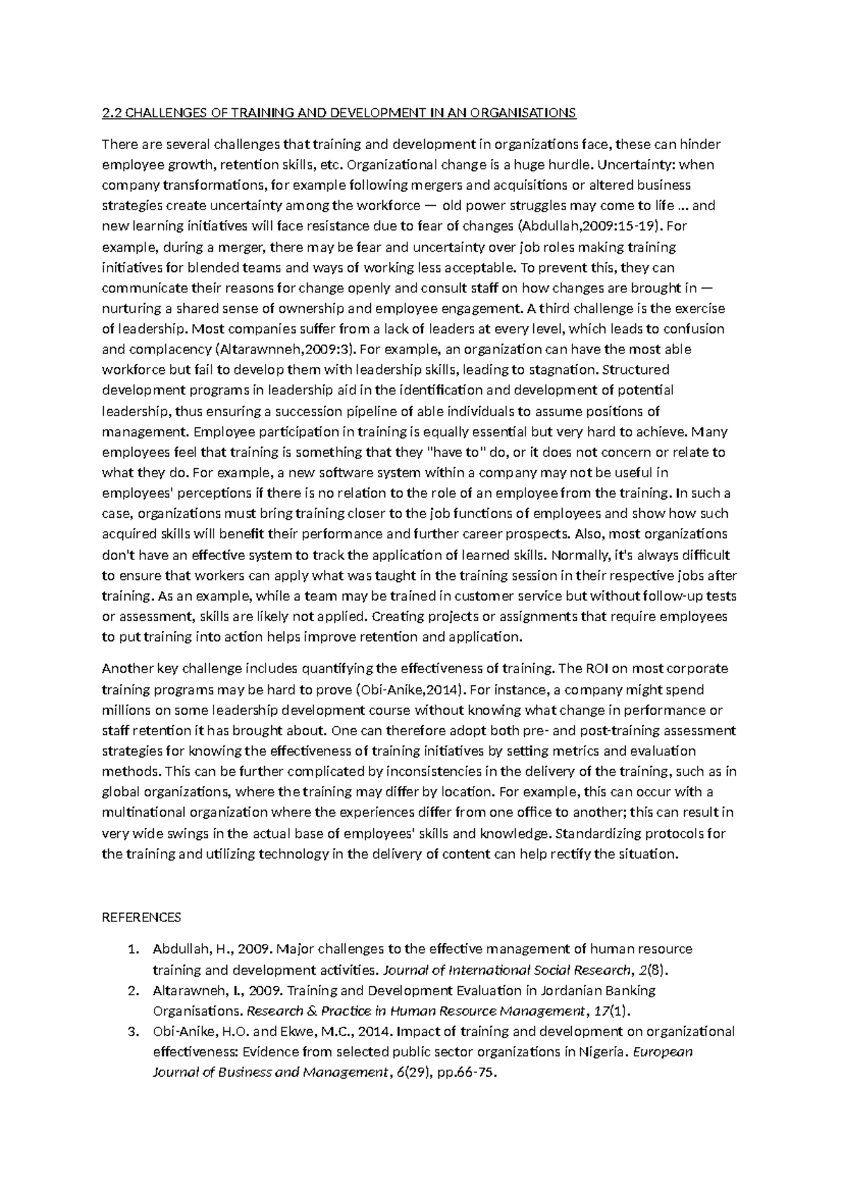 Challenges in Training & Development: Insights for Org. Growth - Studocu