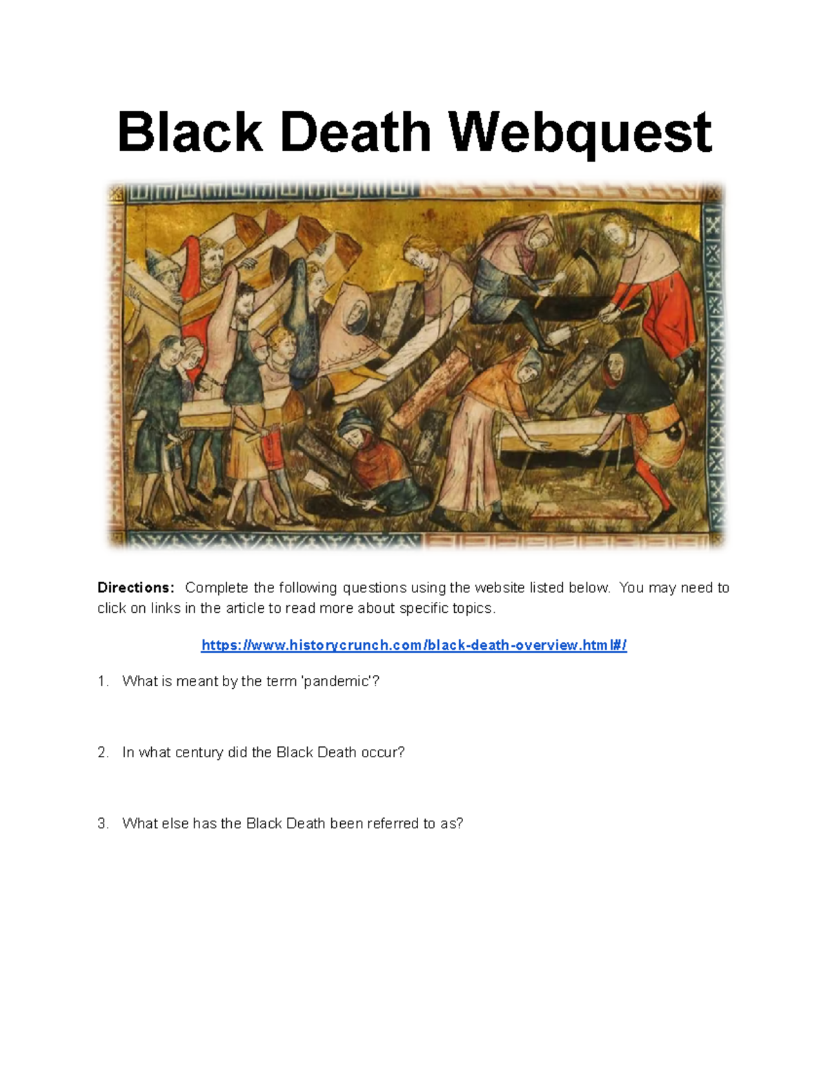 Black Death Webquest - 9th Grade Exploration and Inquiry Activity - Studocu