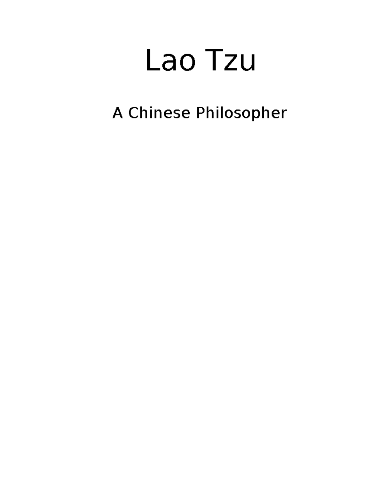 Lao Tzu the chinese philosopher...nikkus project - Lao Tzu A Chinese ...