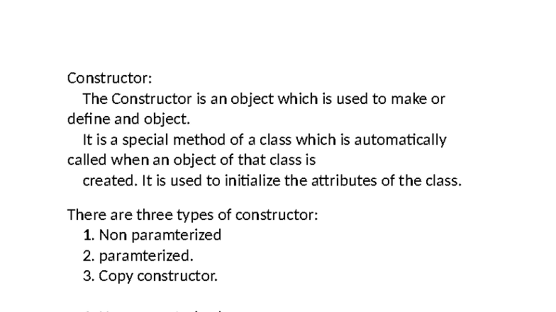 C++ OOP Concepts: Constructors, Destructors & Inheritance (CS101) - Studocu