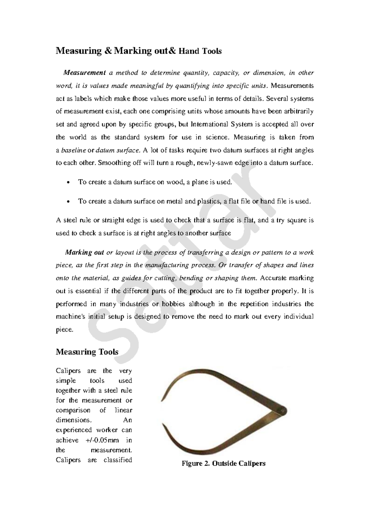 Measuring and Marking Out Tools: A Comprehensive Guide - Studocu