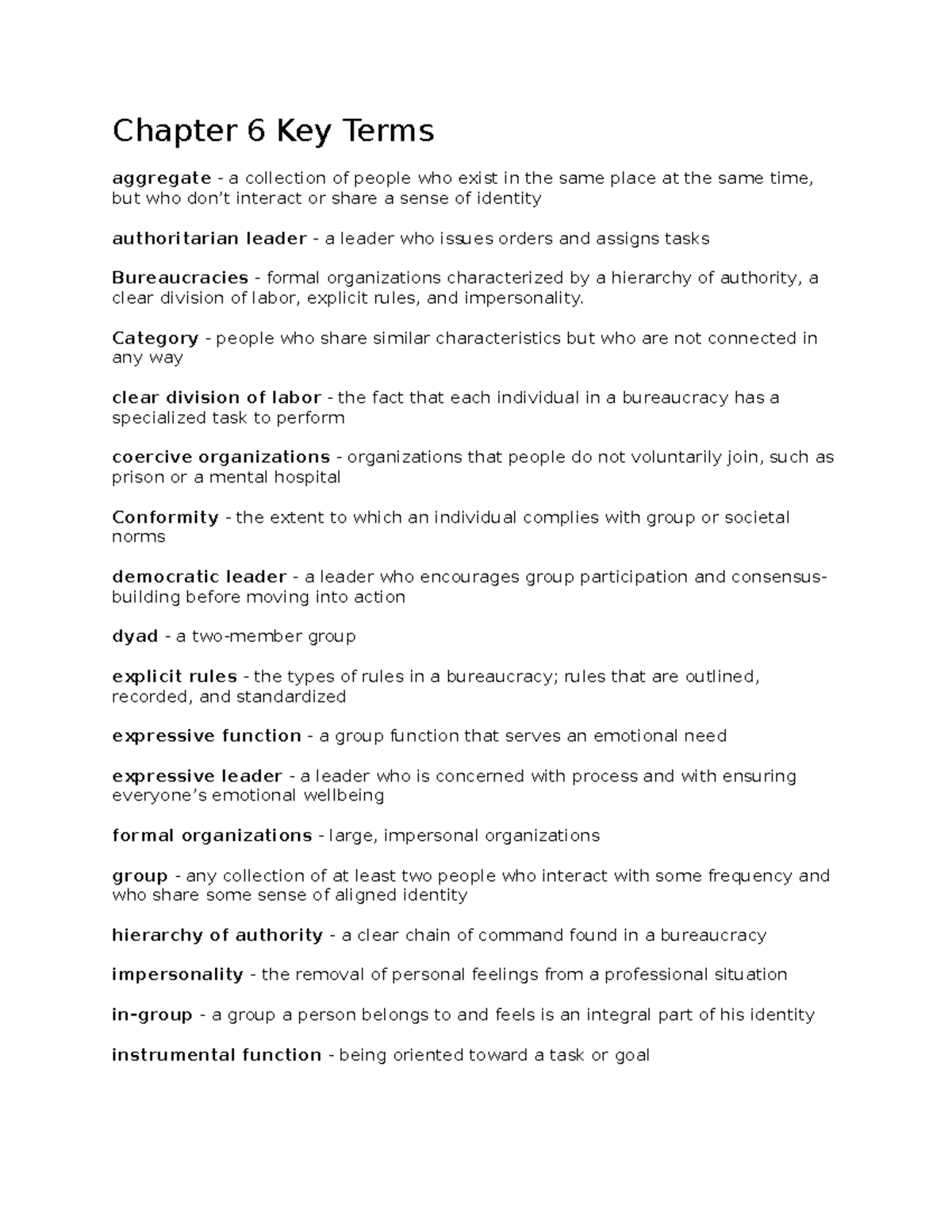 Chapter 6 Key Terms - Chapter 6 Key Terms aggregate - a collection of ...