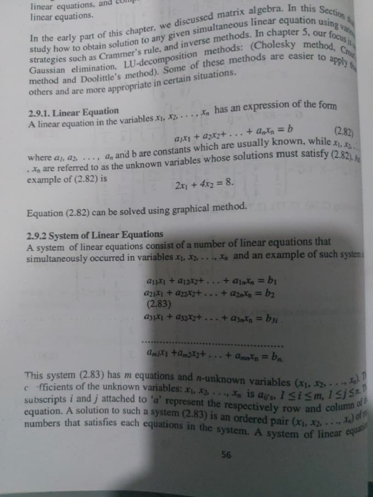 Lecture on Linear Equations and Matrix Methods - Studocu