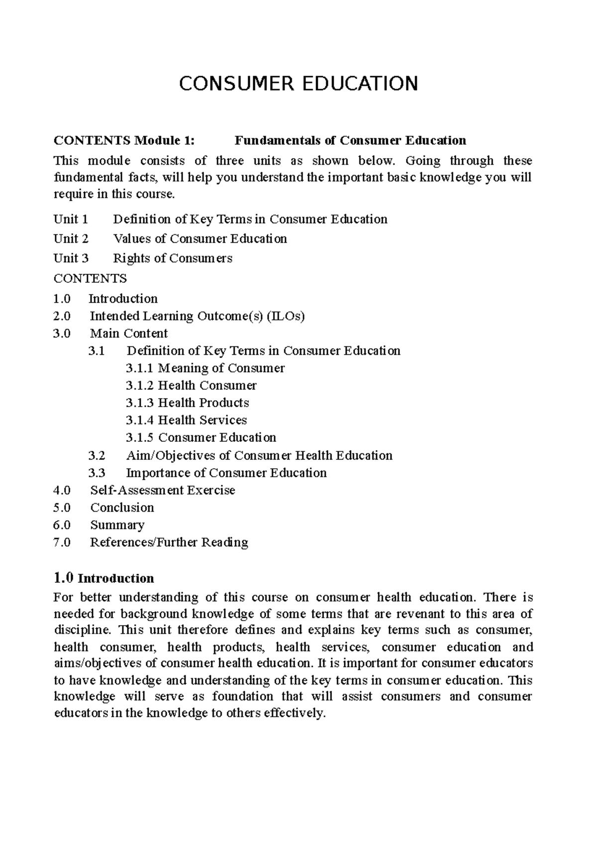 Consumer Health Education Overview - BPE 3 Study Guide - Studocu
