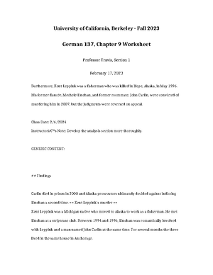 Literature 173: Chapter 7 Analysis Paper - Winter 2023 - Studocu
