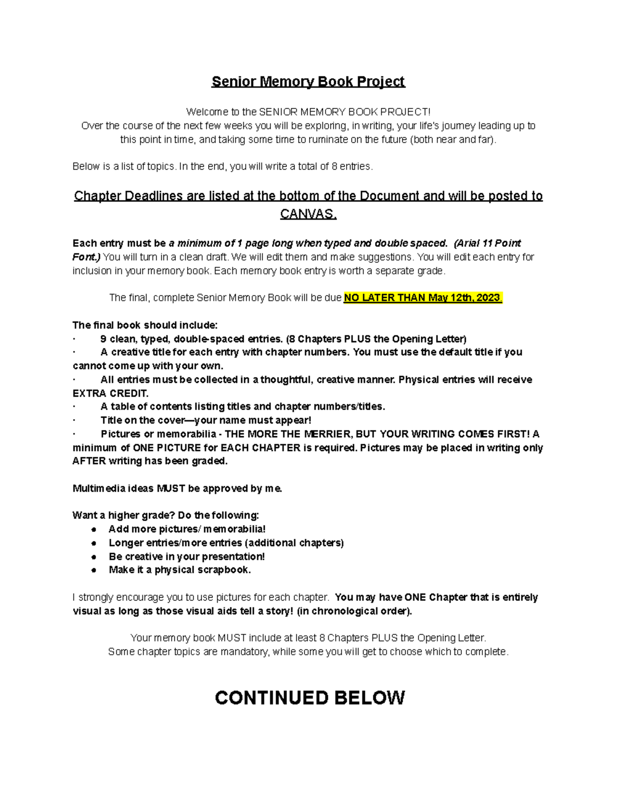 Senior Memory Book Project - ENG 4 Spring 2021 - Senior Memory Book ...