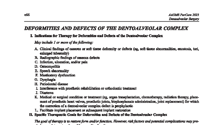 e66 AAOMS 2023 Dentoalveolar Surgery: Indications & Goals - Studocu