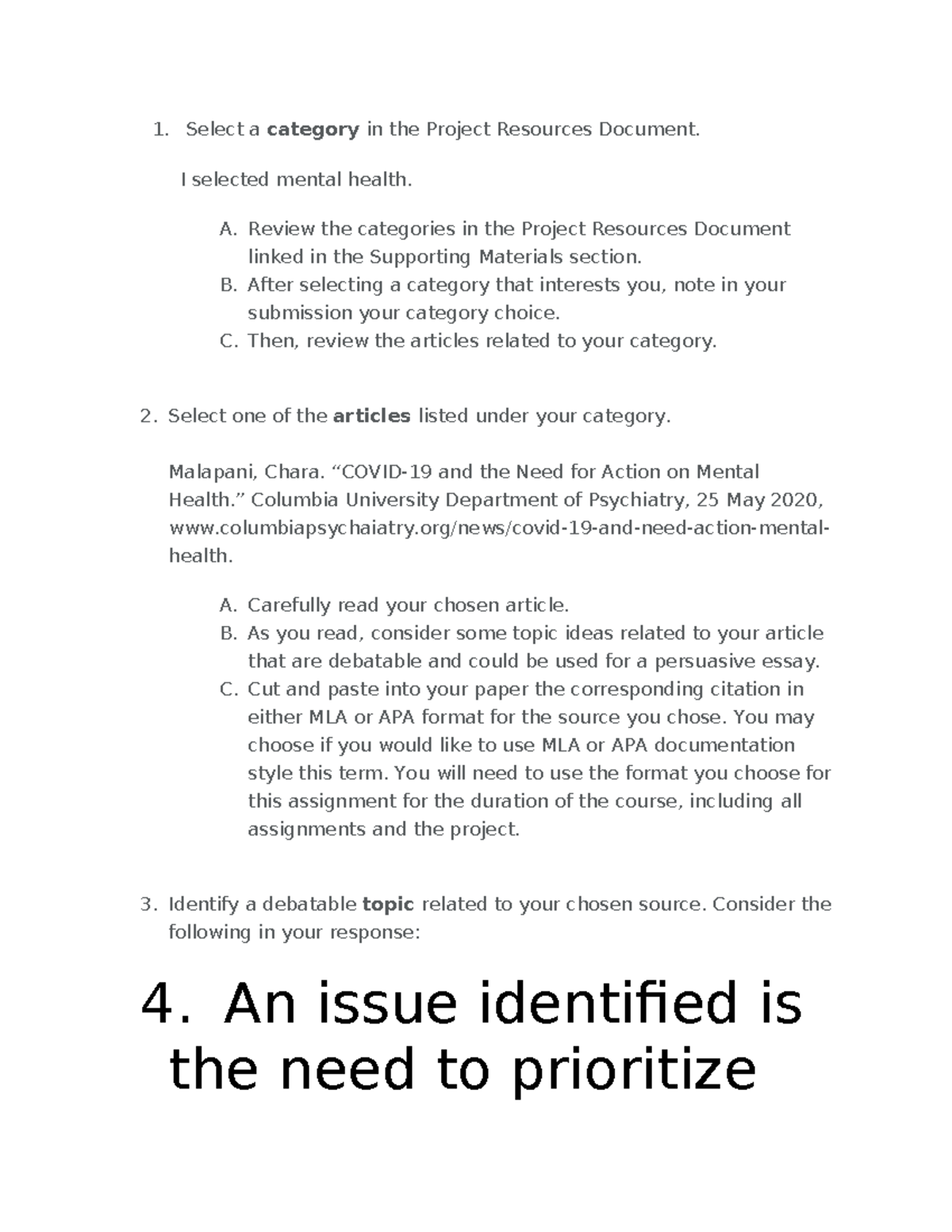 ENG 190 Module 1 Assignment - 1. Select a category in the Project ...