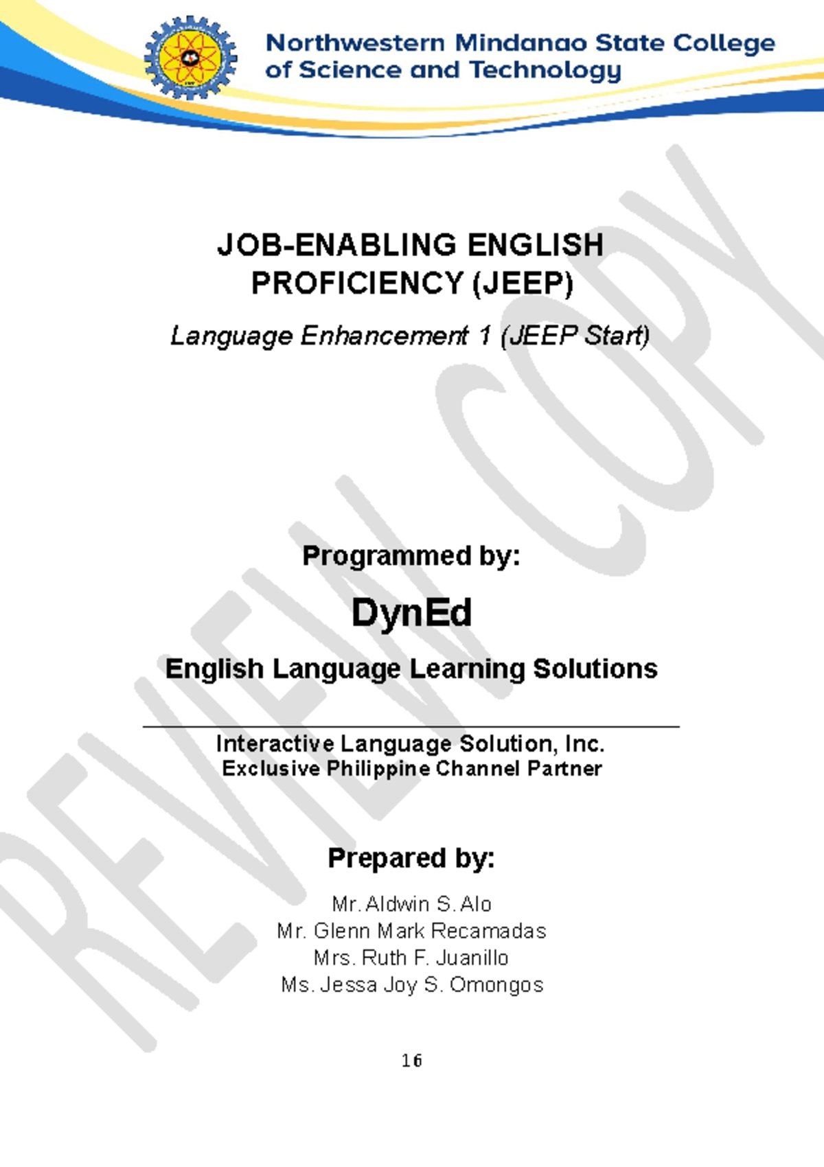 JEEP-Start-M2: Job Enabling English Proficiency Overview - Studocu