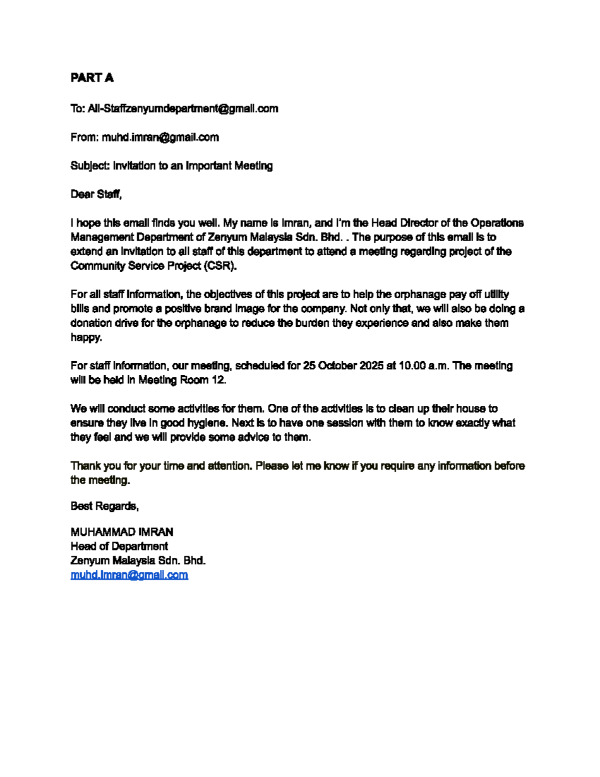 MOCK TEST English - Important Meeting & Parking System Updates - Studocu