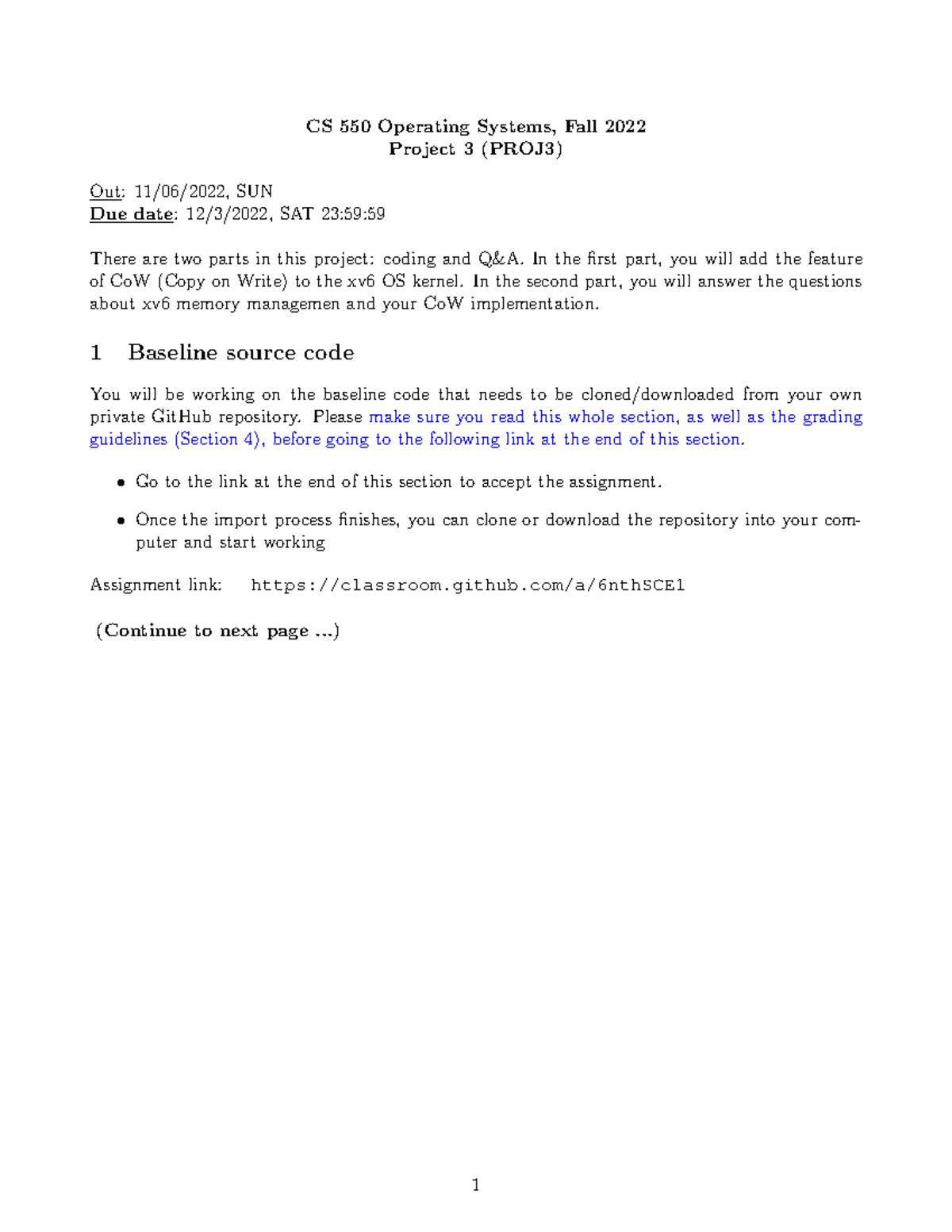 Cs550-22f-proj3 - Project 3 of operating system by Professor Yifan Zhang based on implementing ...