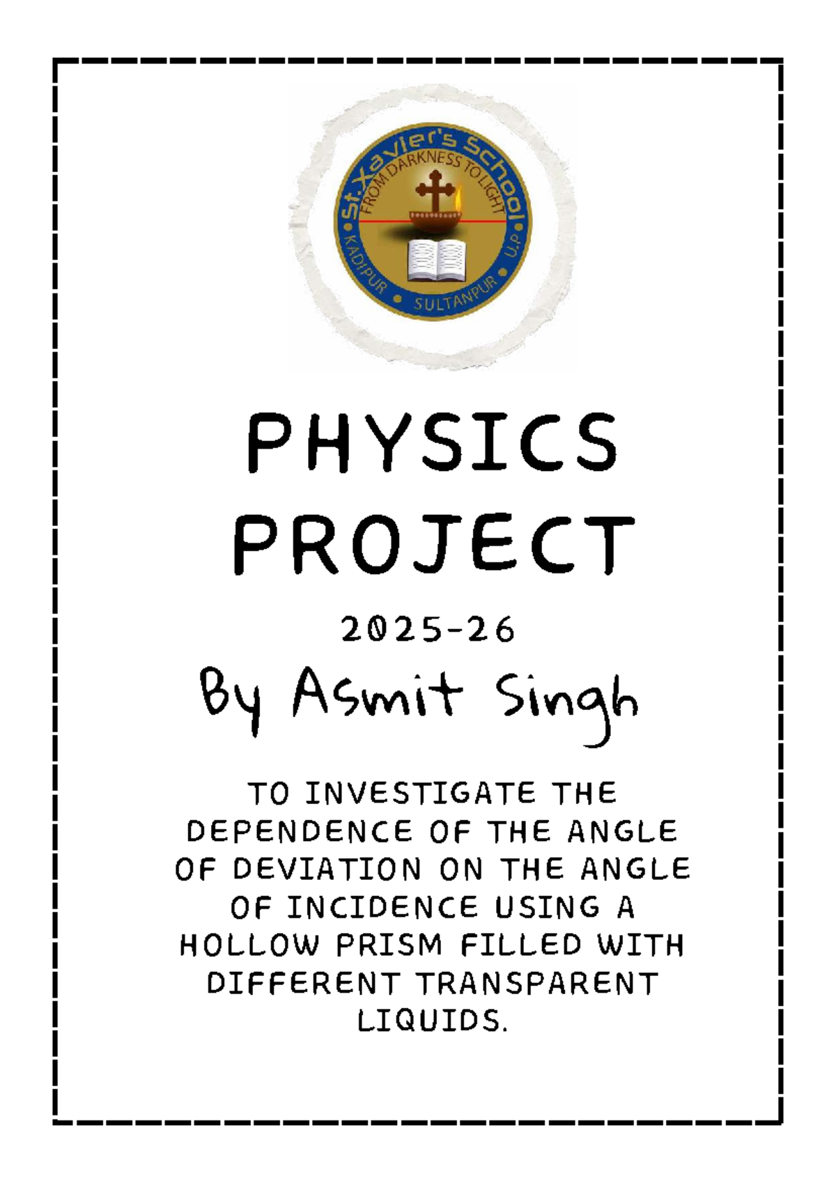PHYSICS PROJECT: Investigating Angle of Deviation & Incidence Using ...