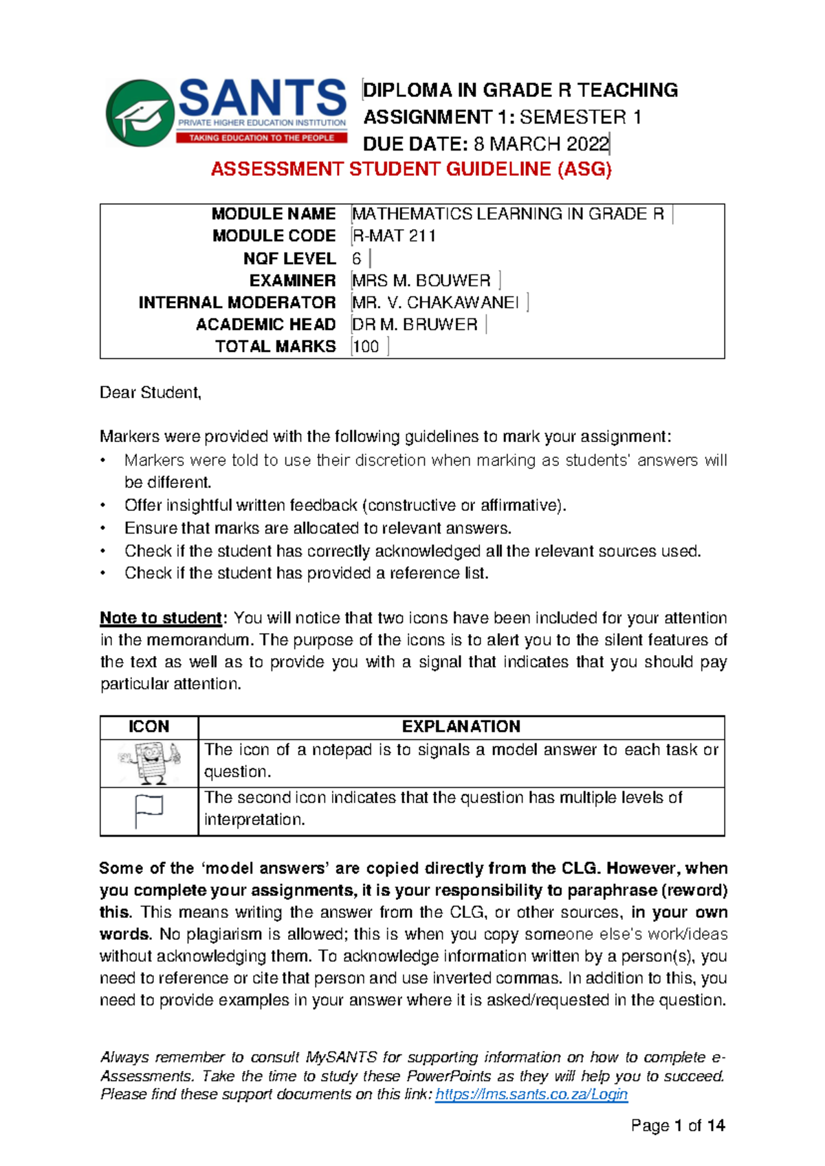 R-MAT 211 - Mathematics Learning in Grade R Assignment Guidelines - Studocu