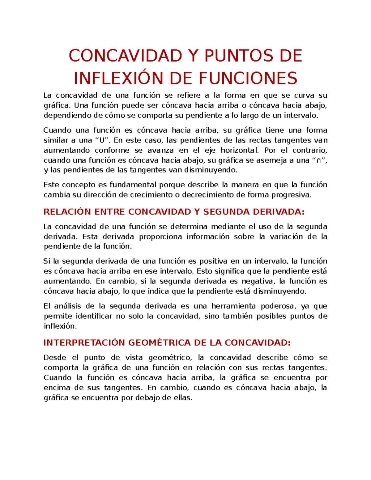 Concavidad y Puntos de Inflexión de Funciones - MAT101 - Studocu