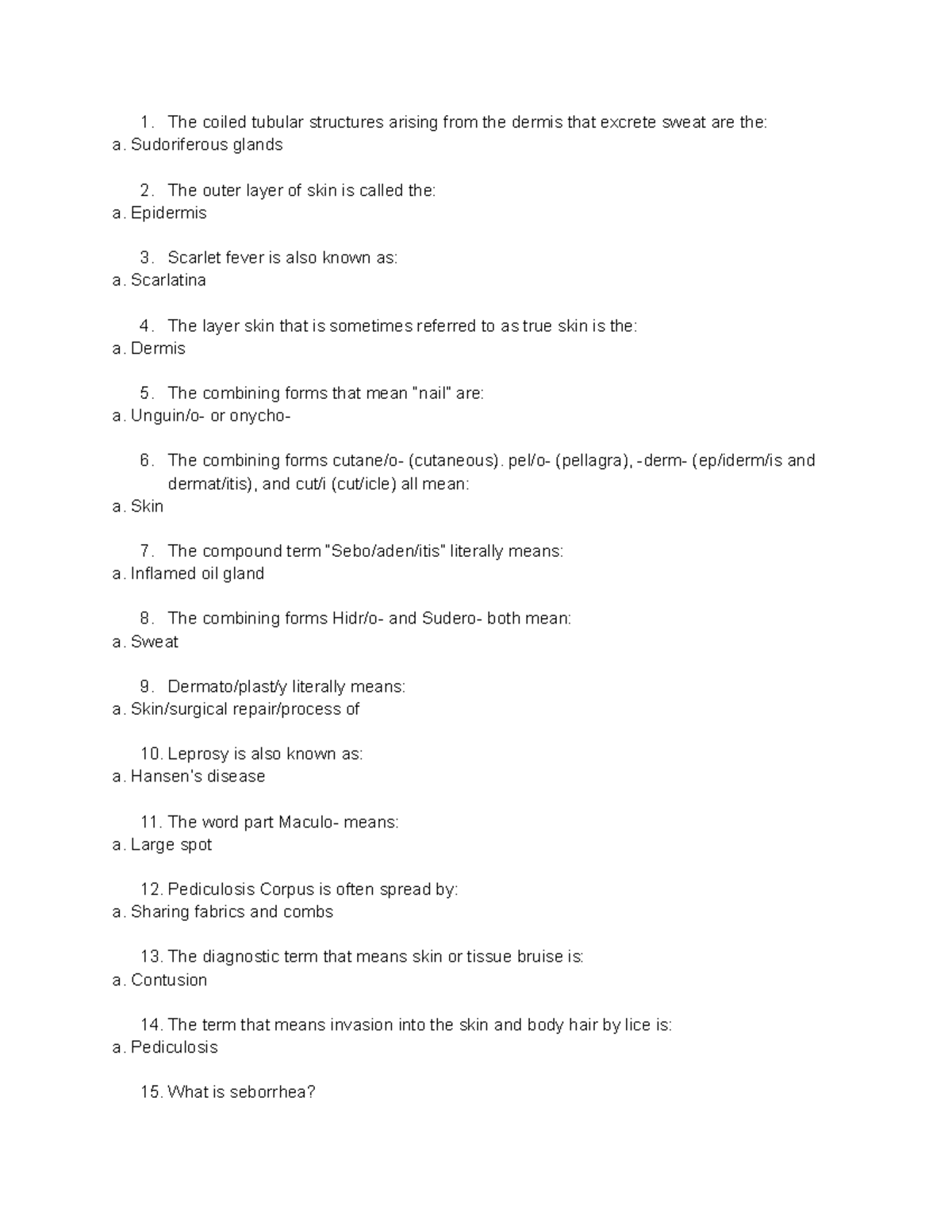 Medical Terminology Unit 10: Key Concepts and Definitions - Studocu