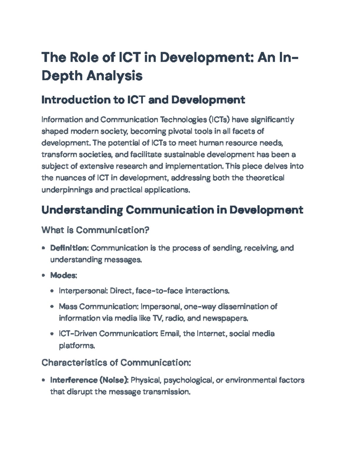 The Role of ICT in Development: An In-Depth Analysis (ICT 101) - Studocu