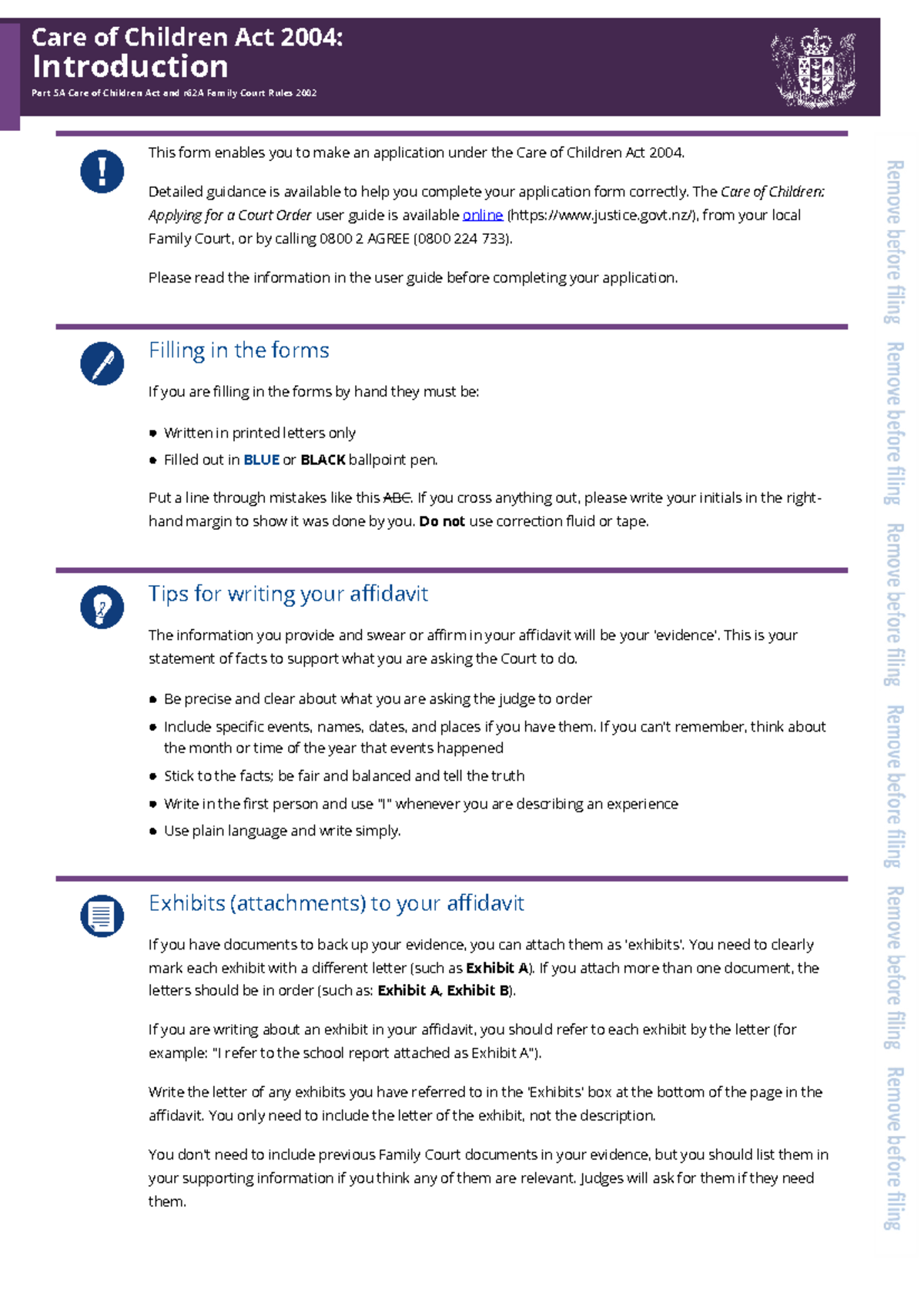 Care of Children Act 2004: Application Form Guidance & Tips - Studocu