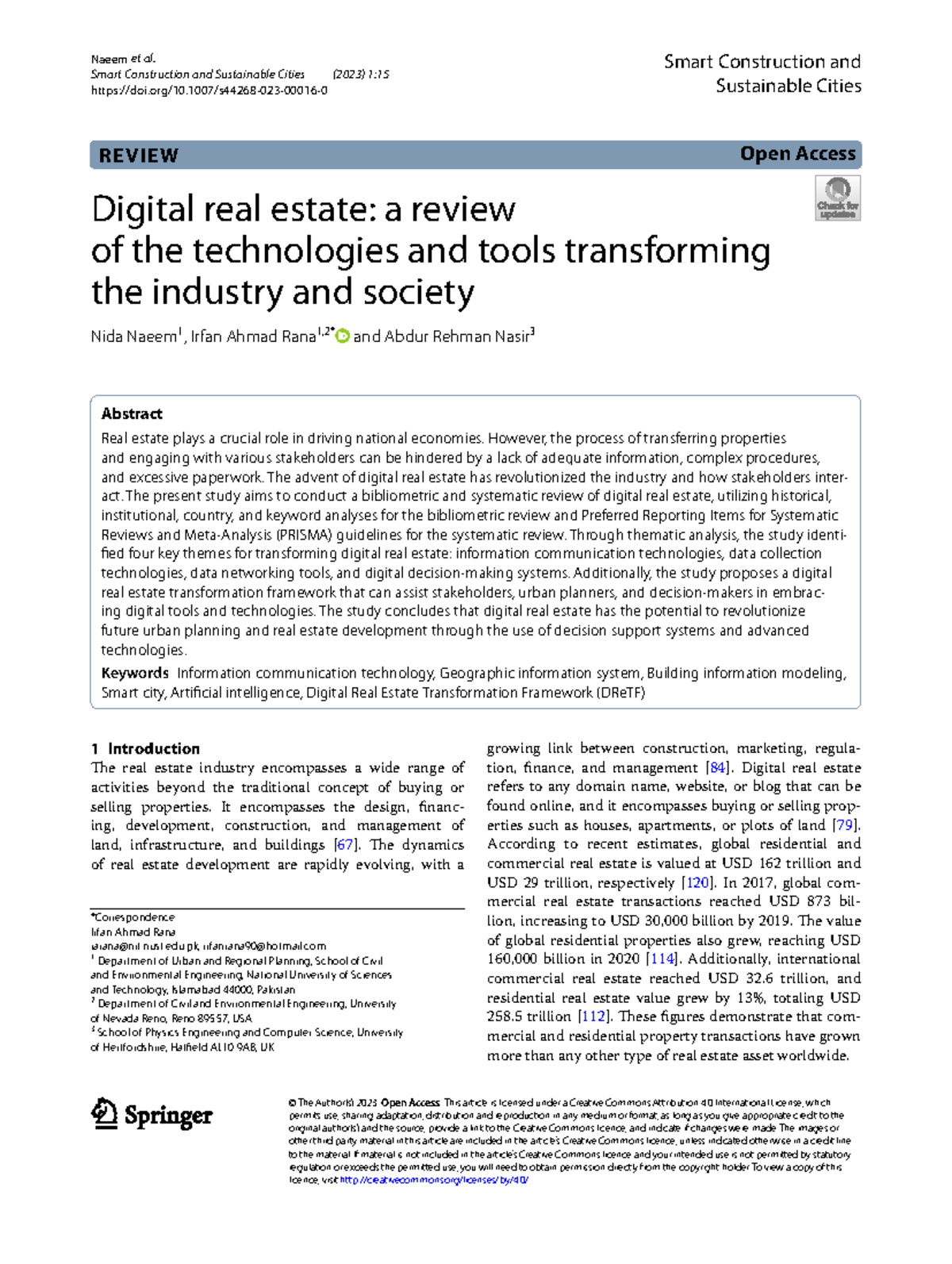 Digital Real Estate Transformation: A Systematic Review (S44268) - Studocu