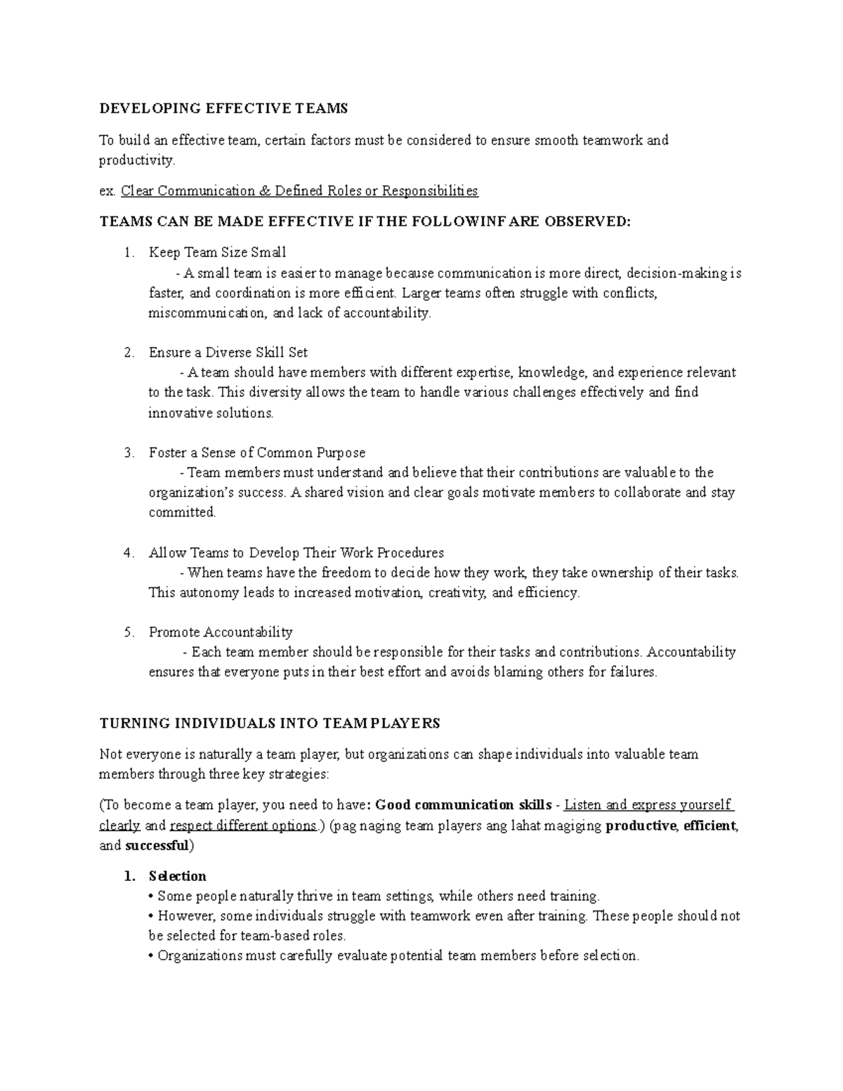 HBO( Explanation) - Developing Effective Teams: Key Strategies & Challenges - Studocu