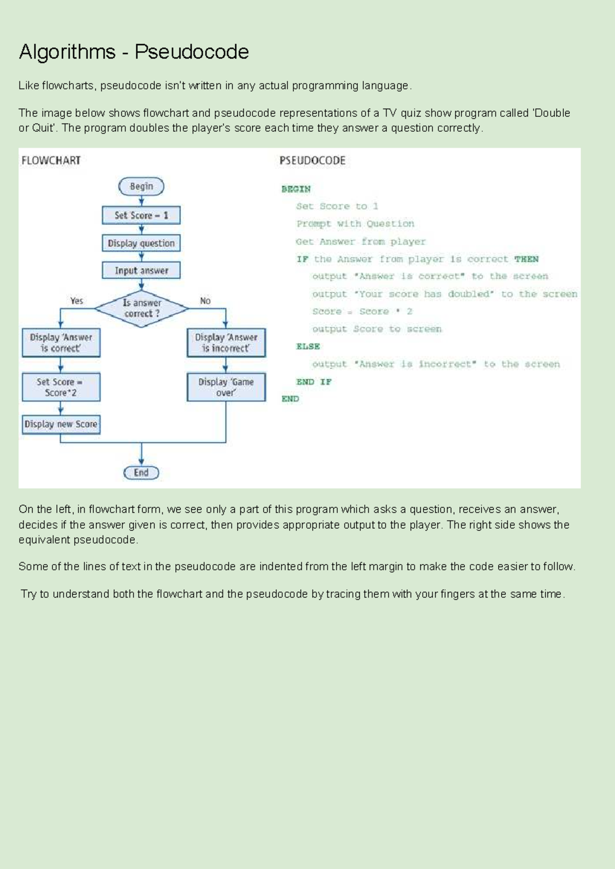 Algorithms Pseudocode Worksheet - Part 5 Completion Guide - Studocu