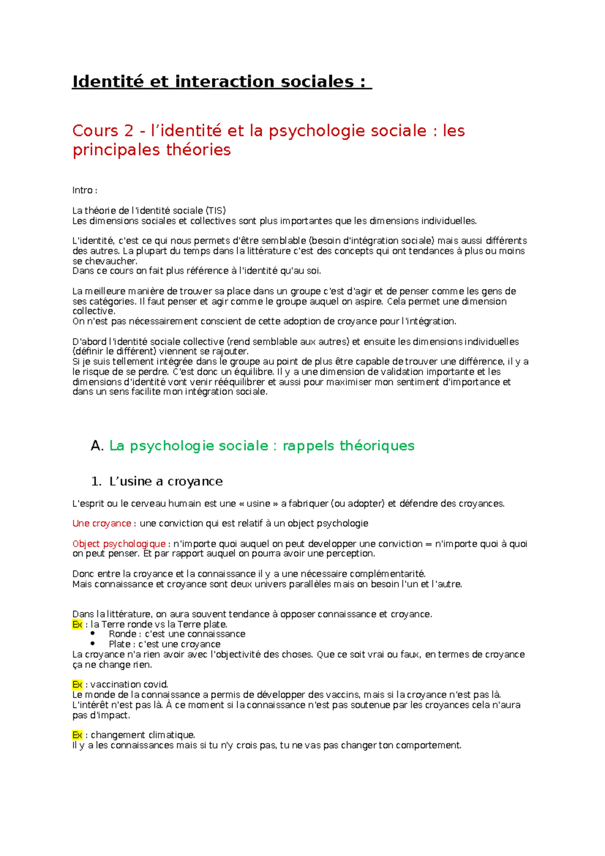 Cours 2 - Identité et interaction sociales : Cours 2 - l’identité et la ...