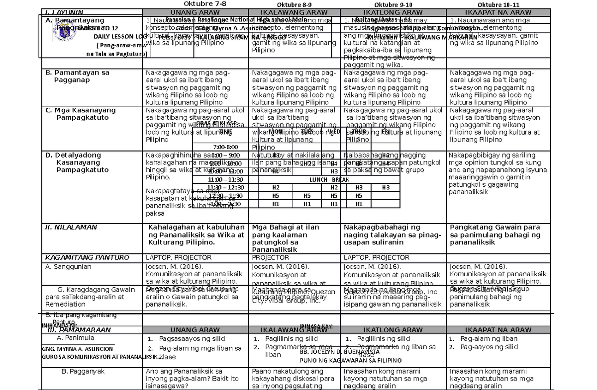 Week-18 - lesson plan - GRADES 1 TO 12 DAILY LESSON LOG ( Pang-araw ...