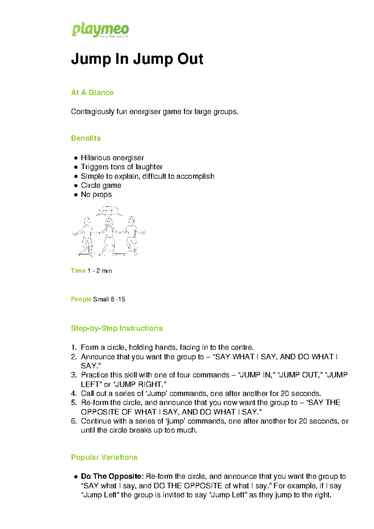 Energiser Game: Jump In Jump Out - Fun Group Activity Guide - Studocu