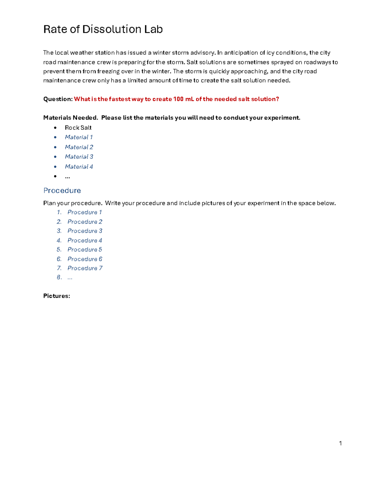 Unit 14 3 - Chemistry Lab: Rate of Dissolution Experiment - Studocu