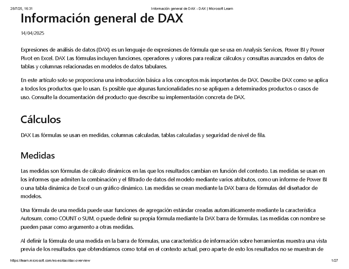 16:31 Introducción a DAX: Fundamentos y Aplicaciones en Power BI - Studocu