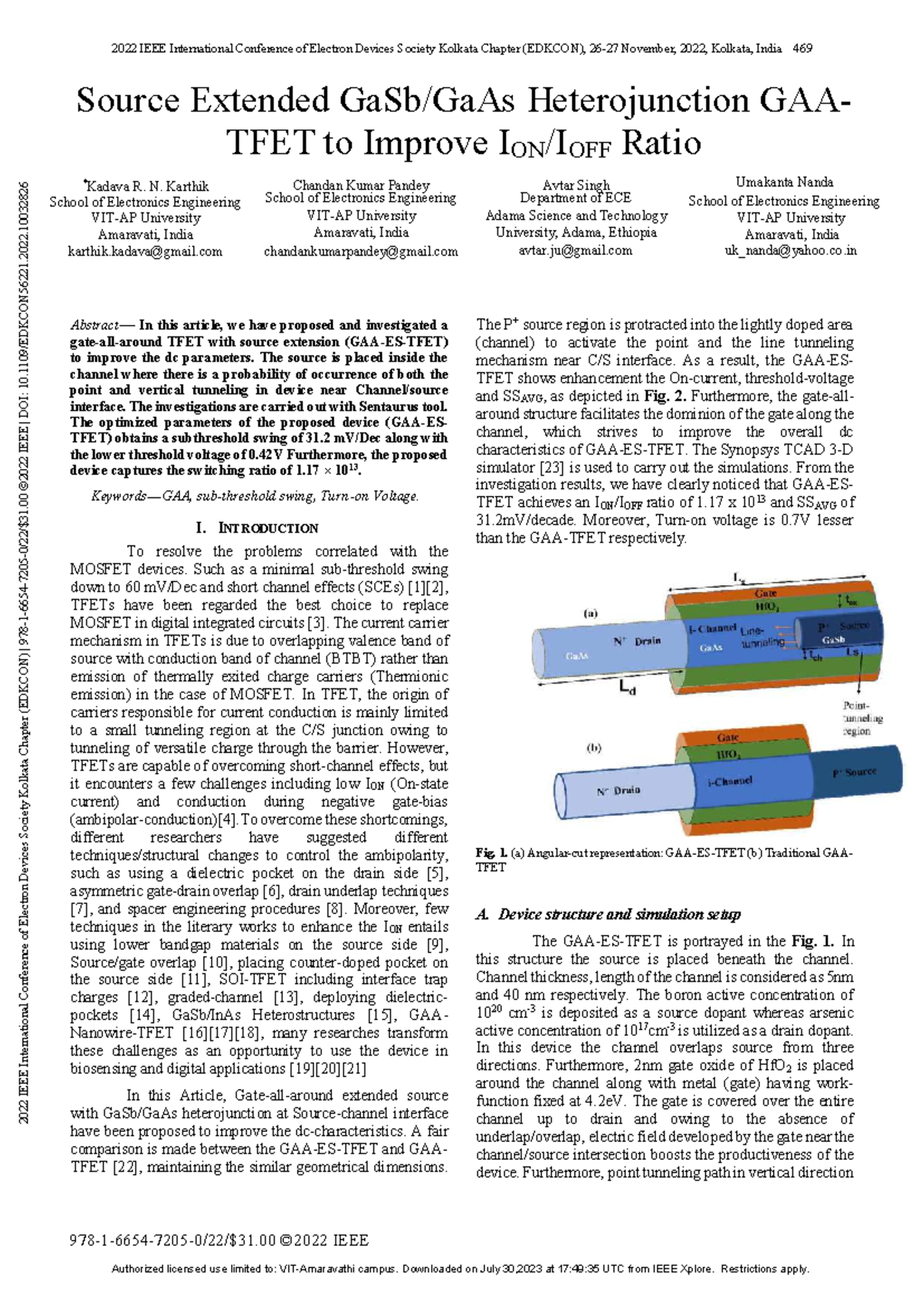 Extended Heterojunction GAATFET for Improved DC Parameters - EDKCON ...