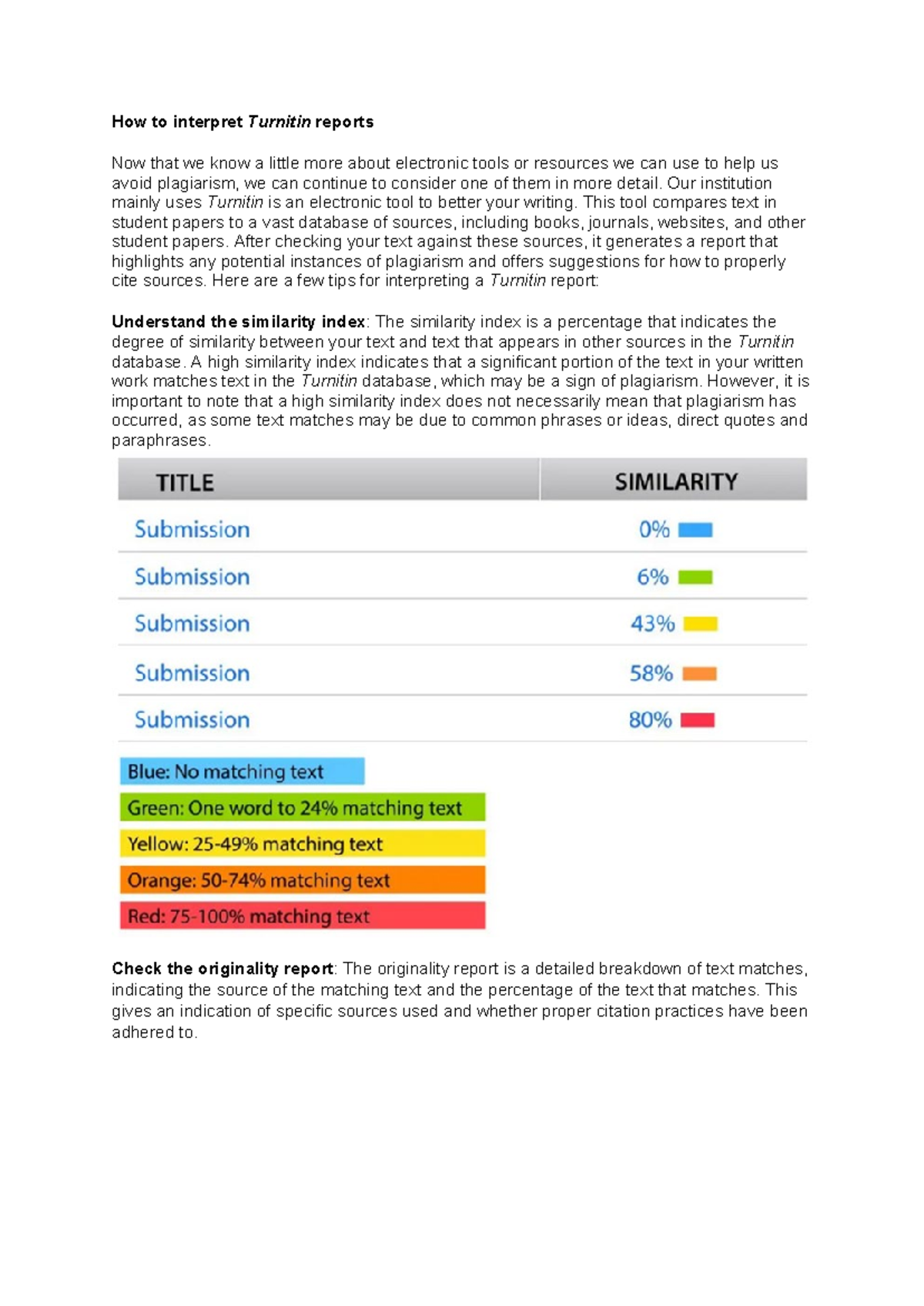 Understanding Turnitin - How to interpret Turnitin reports Now that we ...