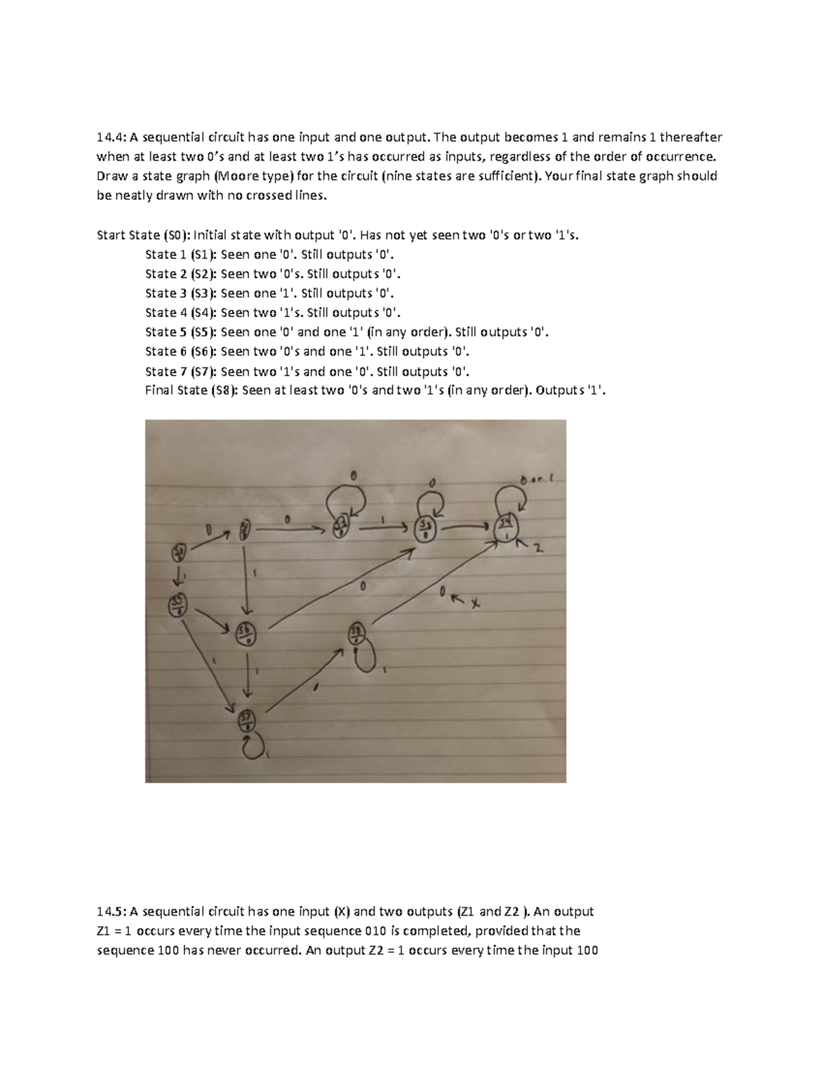 ENGR205 Sequential Circuit Assignment 14 - State Diagram Analysis - Studocu