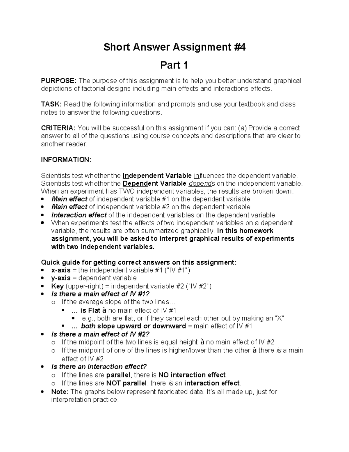 PSYC 3300 Short Answer 4 dupe - Short Answer Assignment Part 1 PURPOSE ...