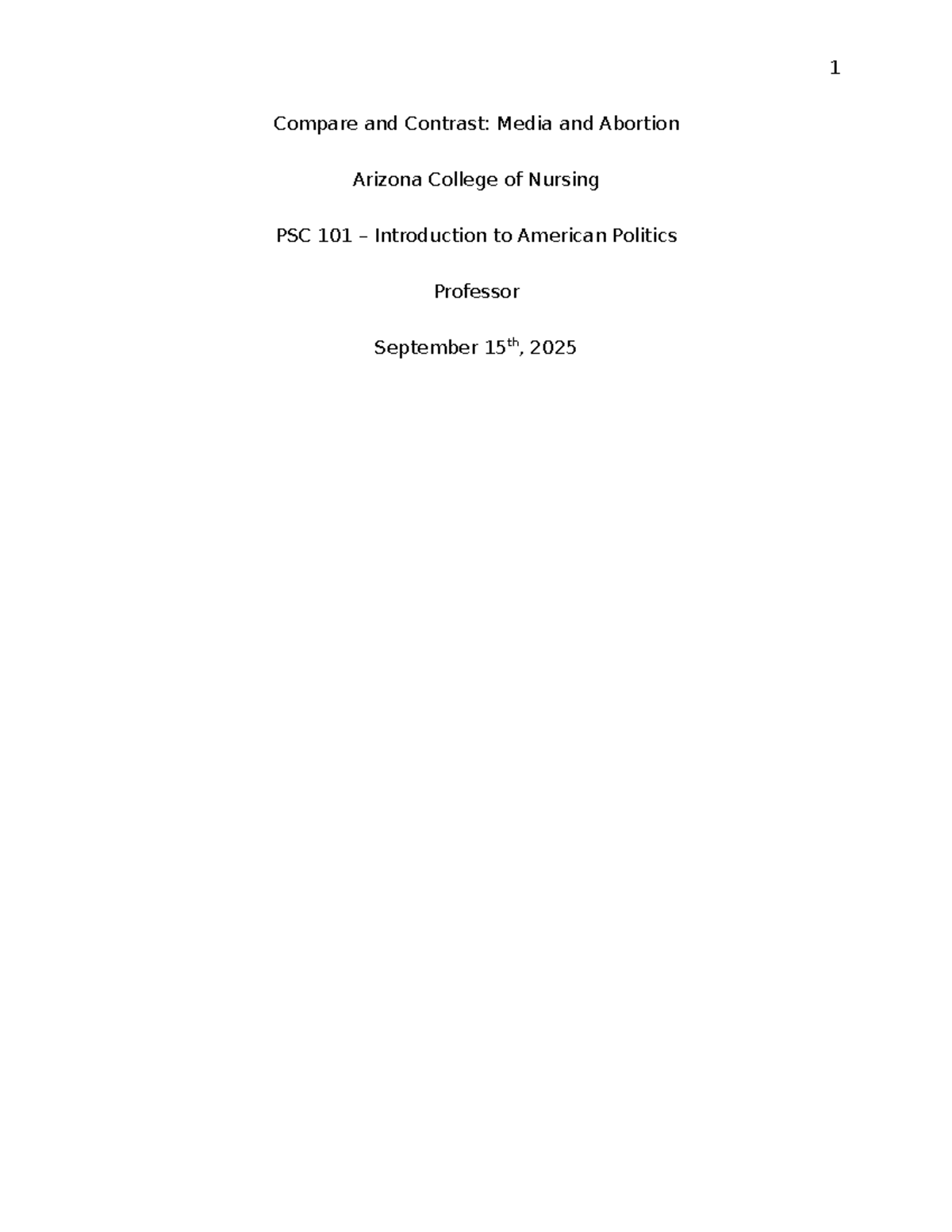 PSC 101 Media Comparison: Abortion Coverage Analysis - Studocu