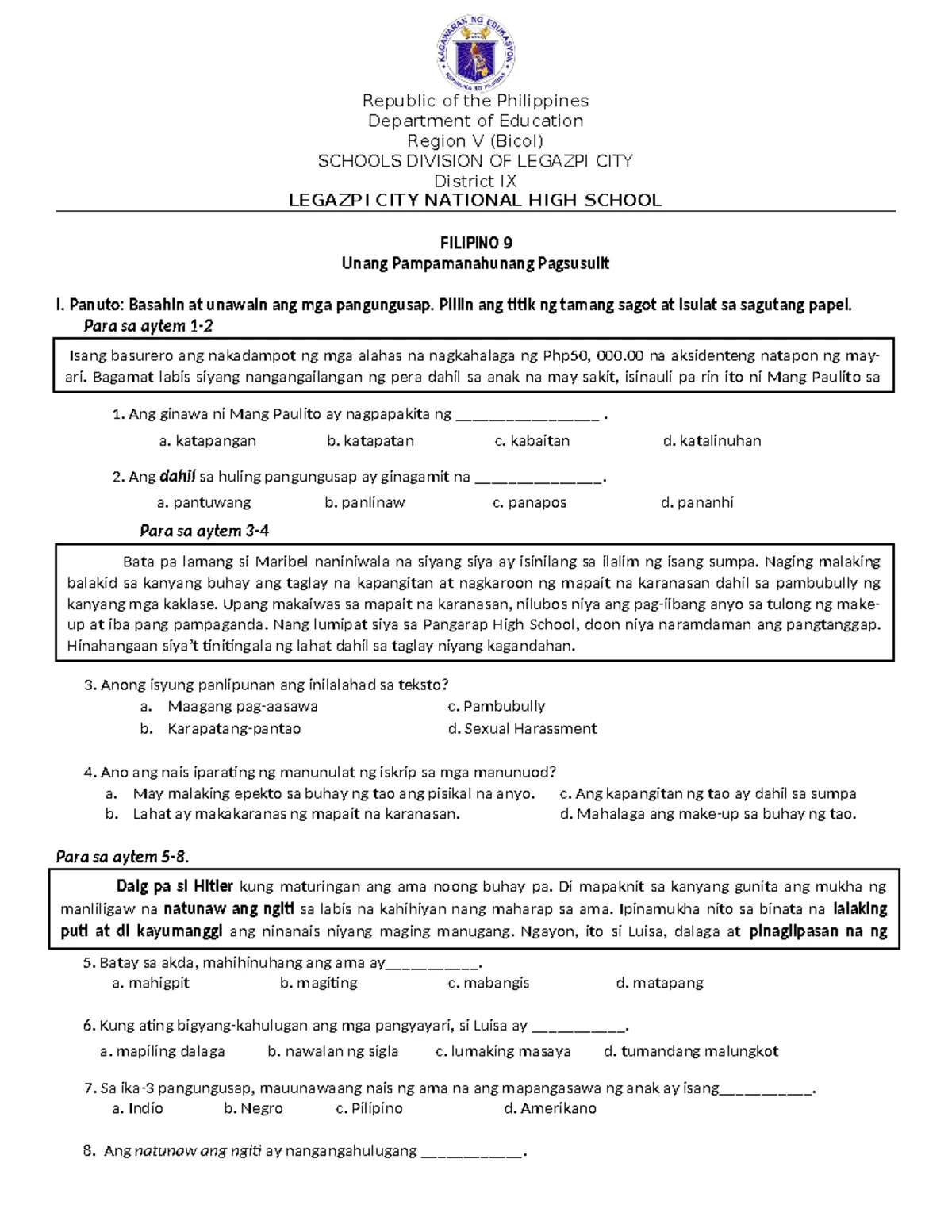 DLP for COT fil 7 - filipino - GRADE 7 DAILY LESSON PLAN (Pang-araw ...