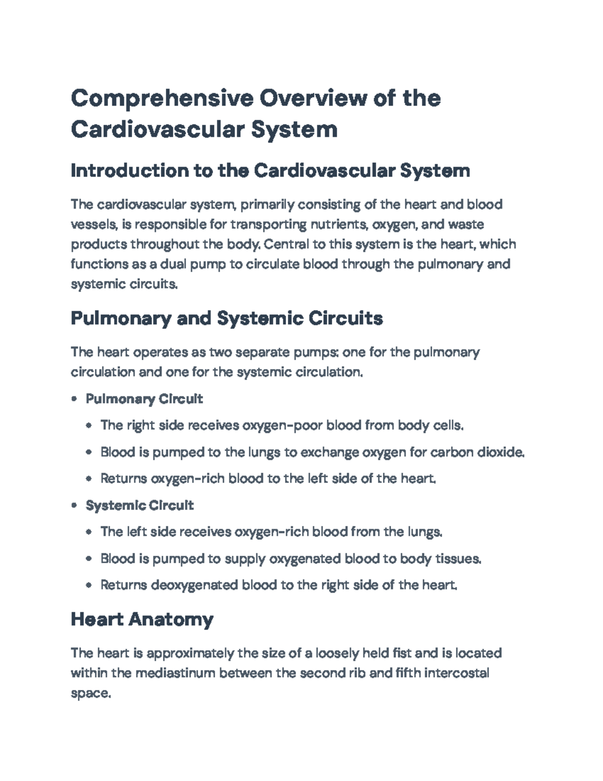 Comprehensive Overview of the Cardiovascular System - Anatomy ...