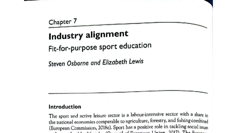 Chapter 7: Industry Alignment in Sport Education (CS) - Studocu
