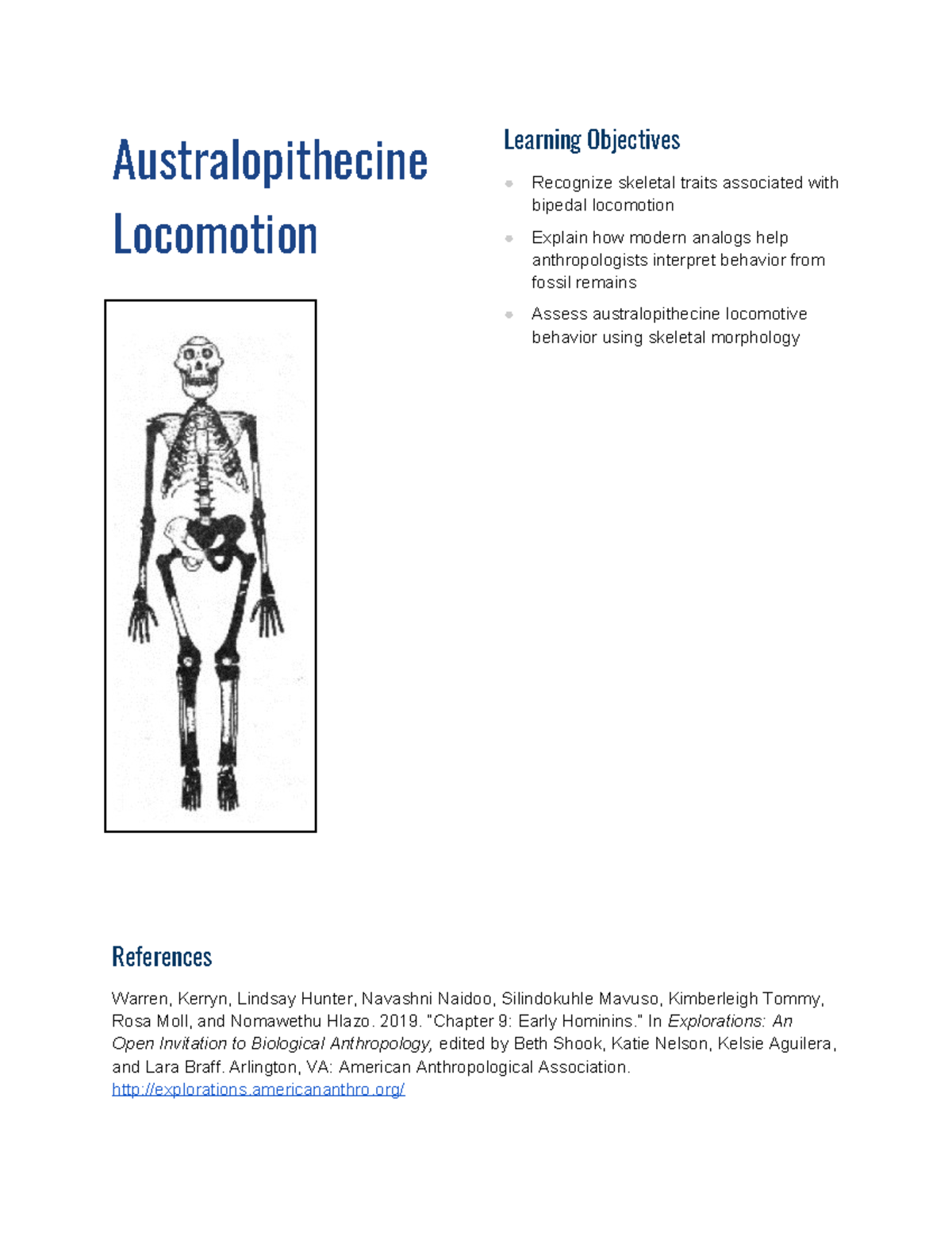 Ch 9: Analyzing Australopithecine Locomotion and Traits - Studocu