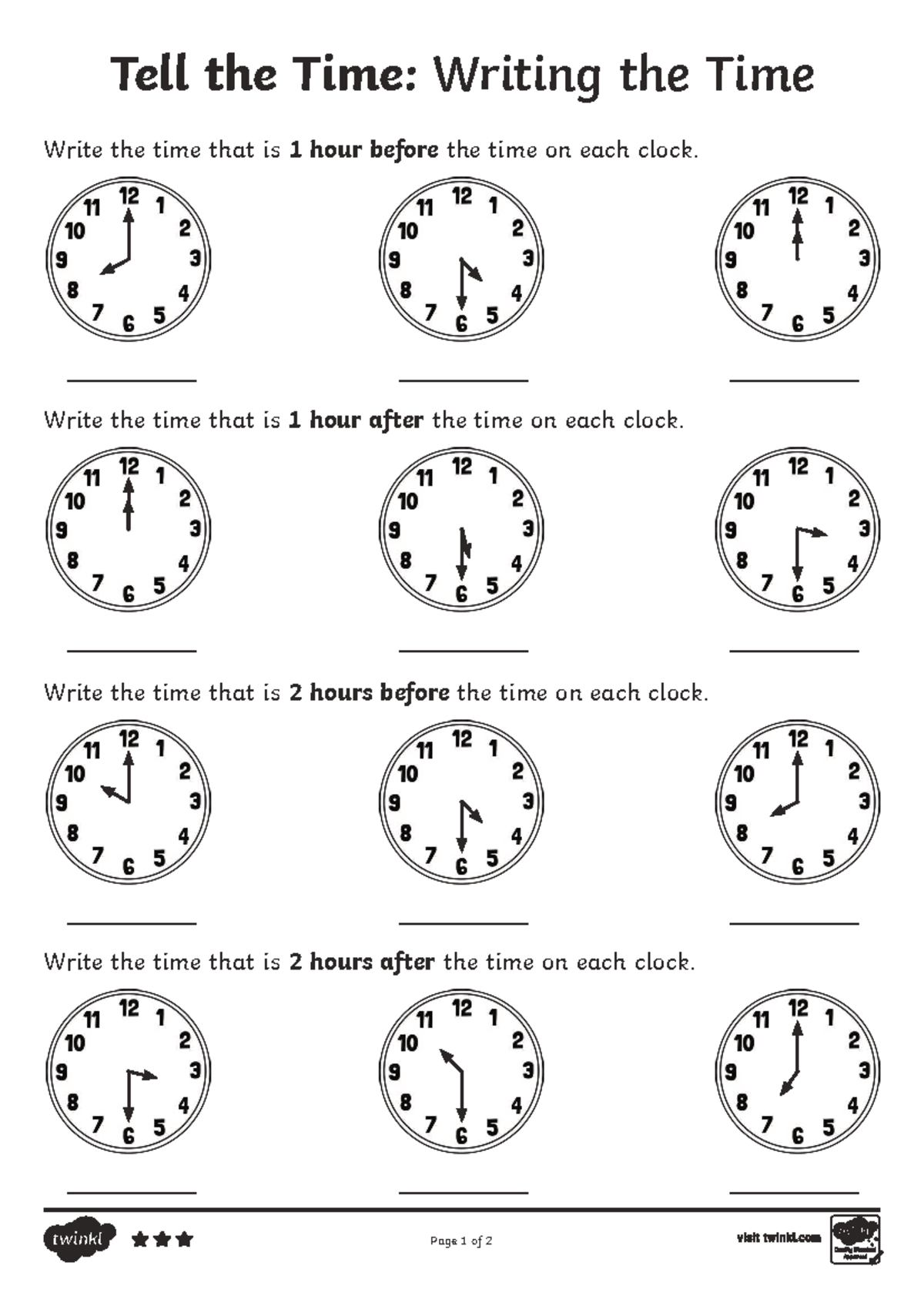 Year 1 Higher: Tell the Time Activities and Answers - Studocu