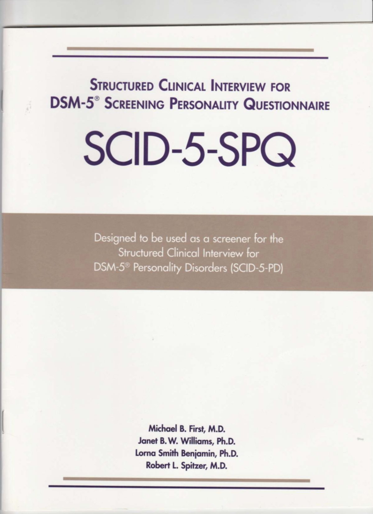 SCID-5 SPQ 1 - Screening Personality Questionnaire for Disorders ...