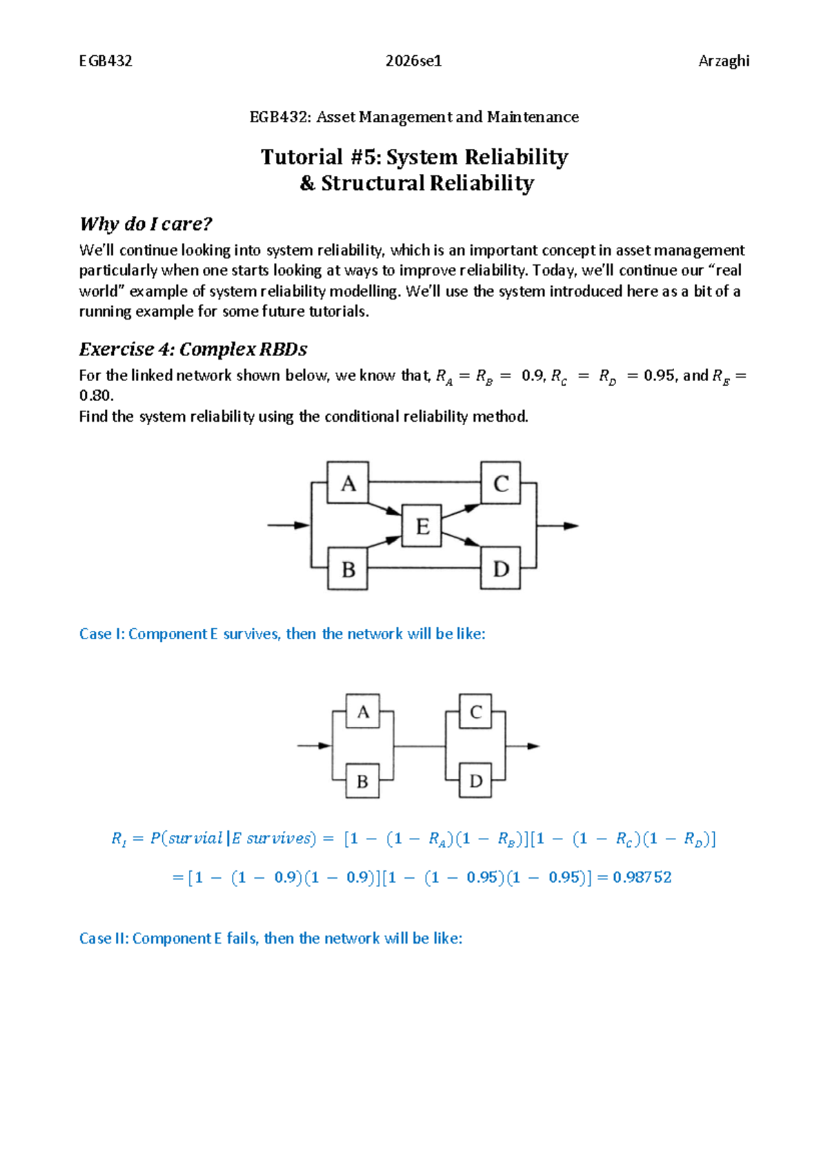 EGB432 2026se1 Arzaghi: Asset Management & System Reliability Tutorial ...