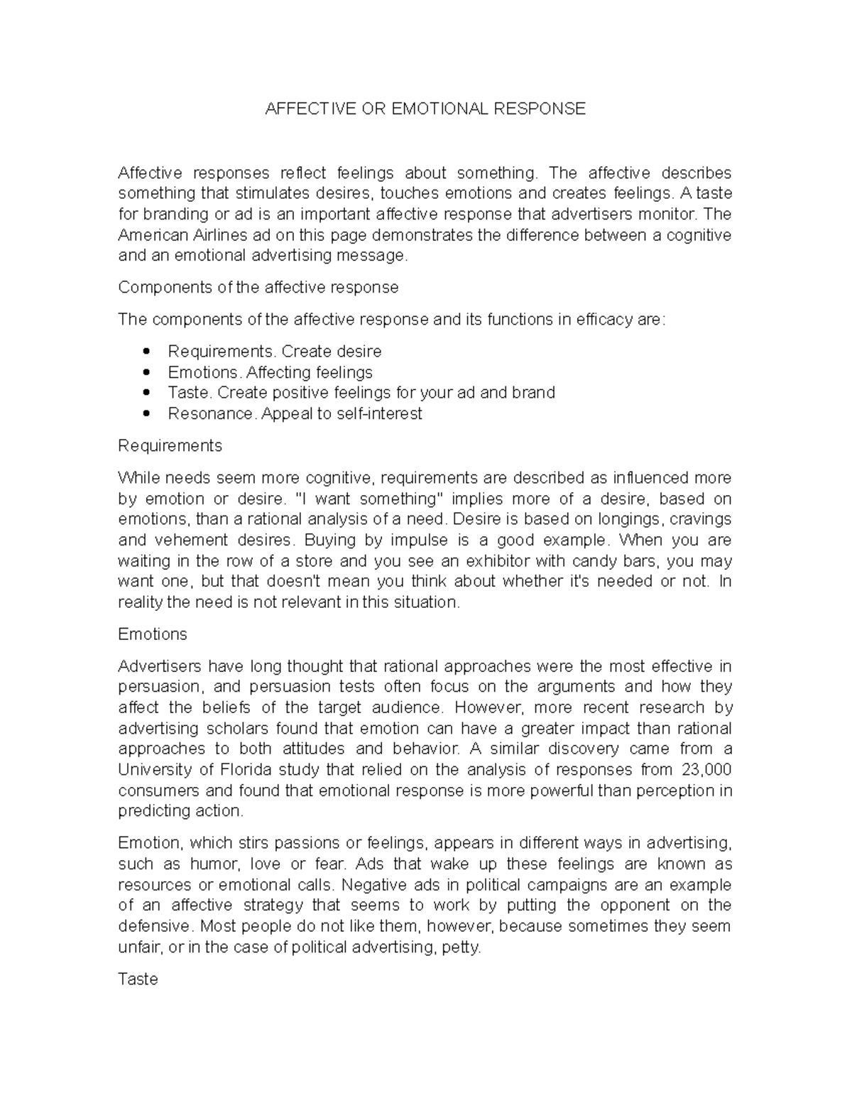 AFFECTIVE RESPONSES IN ADVERTISING: EMOTIONAL IMPACT & STRATEGIES - Studocu