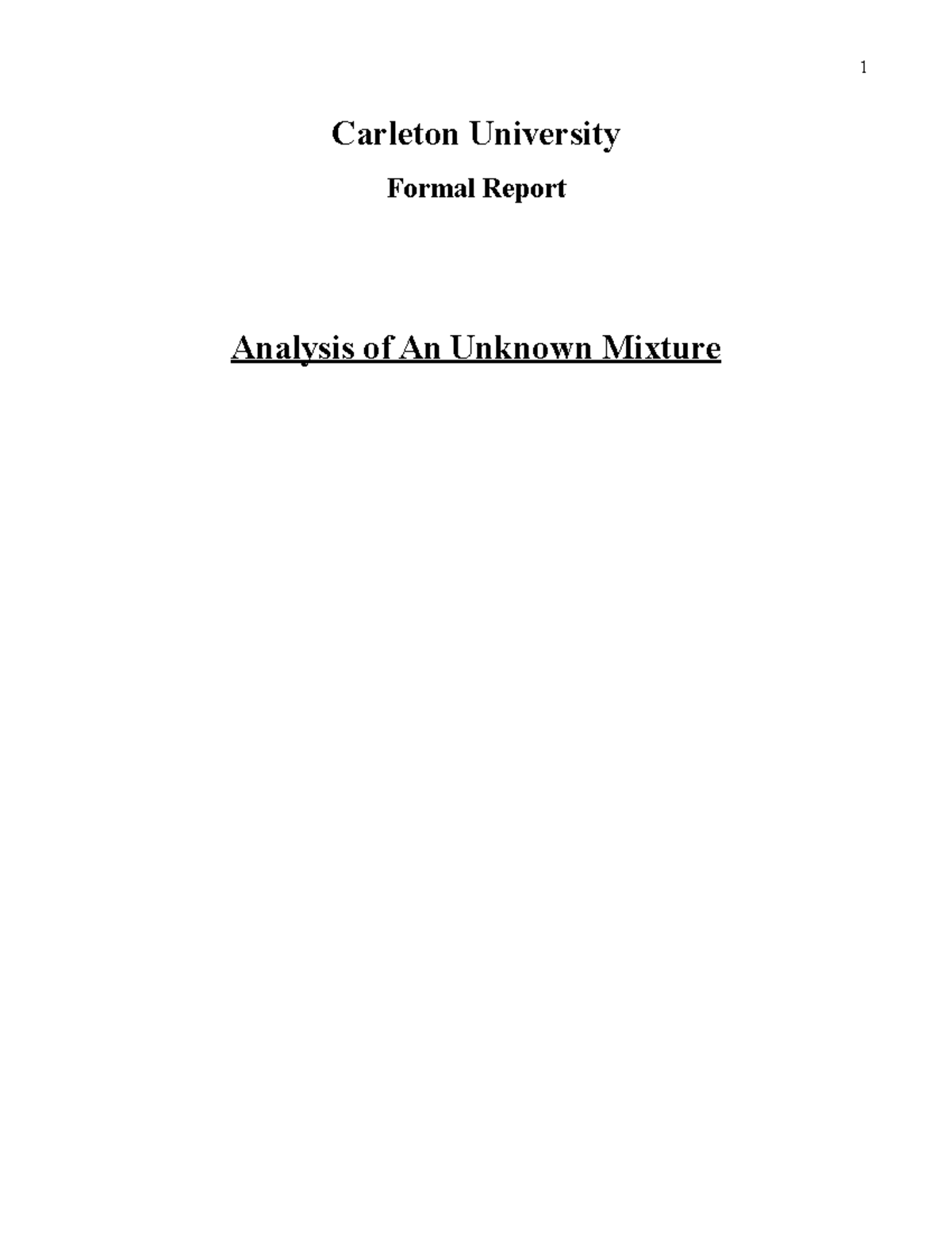 Analysis of Unknown Mixture: 1-Propanol and 3-Hexanone Identification - Studocu